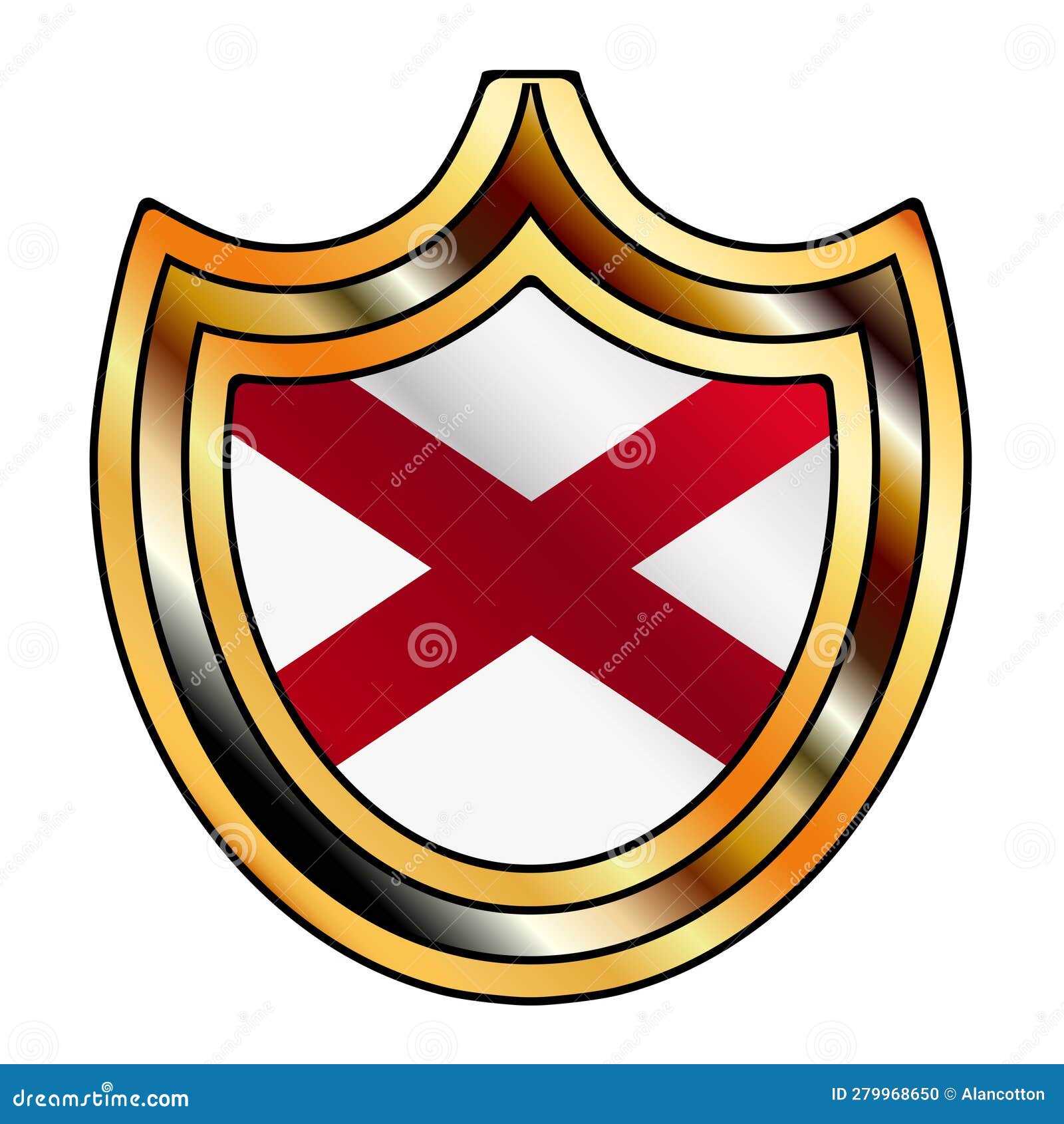 Alabama State Flag Shield stock vector. Illustration of icon - 279968650