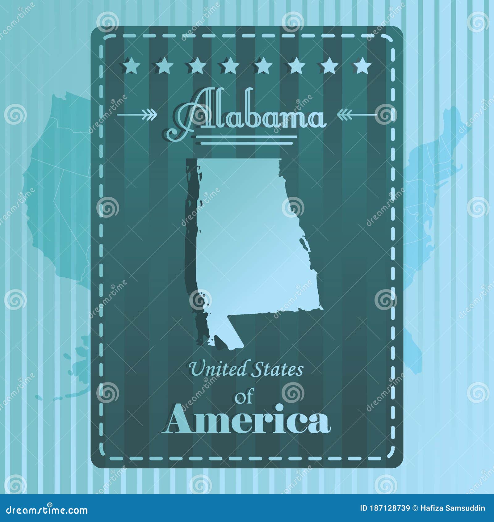 Alabama State Map Label. Vector Illustration Decorative Design Stock ...