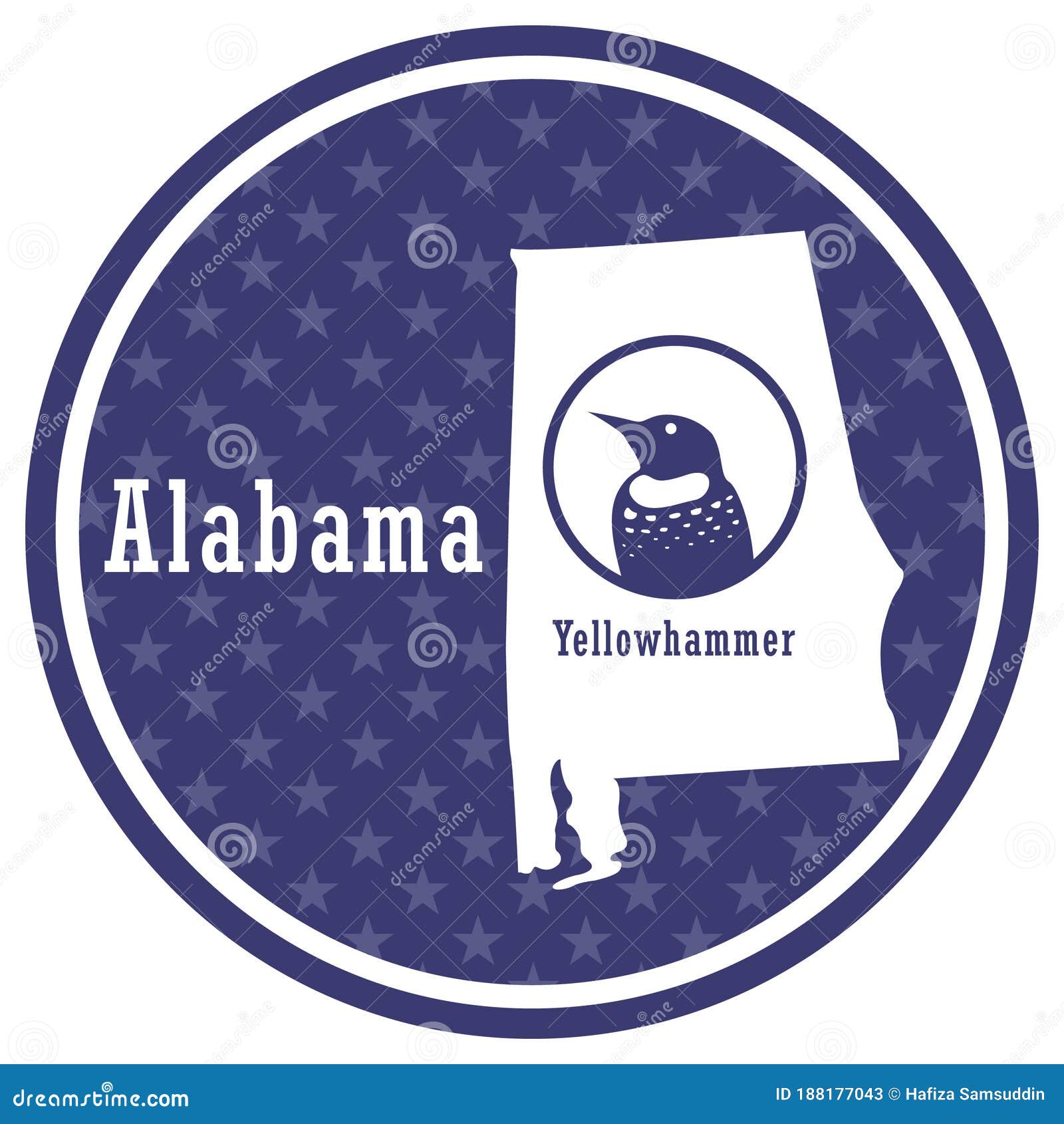 Alabama State Map with Yellowhammer. Vector Illustration Decorative ...
