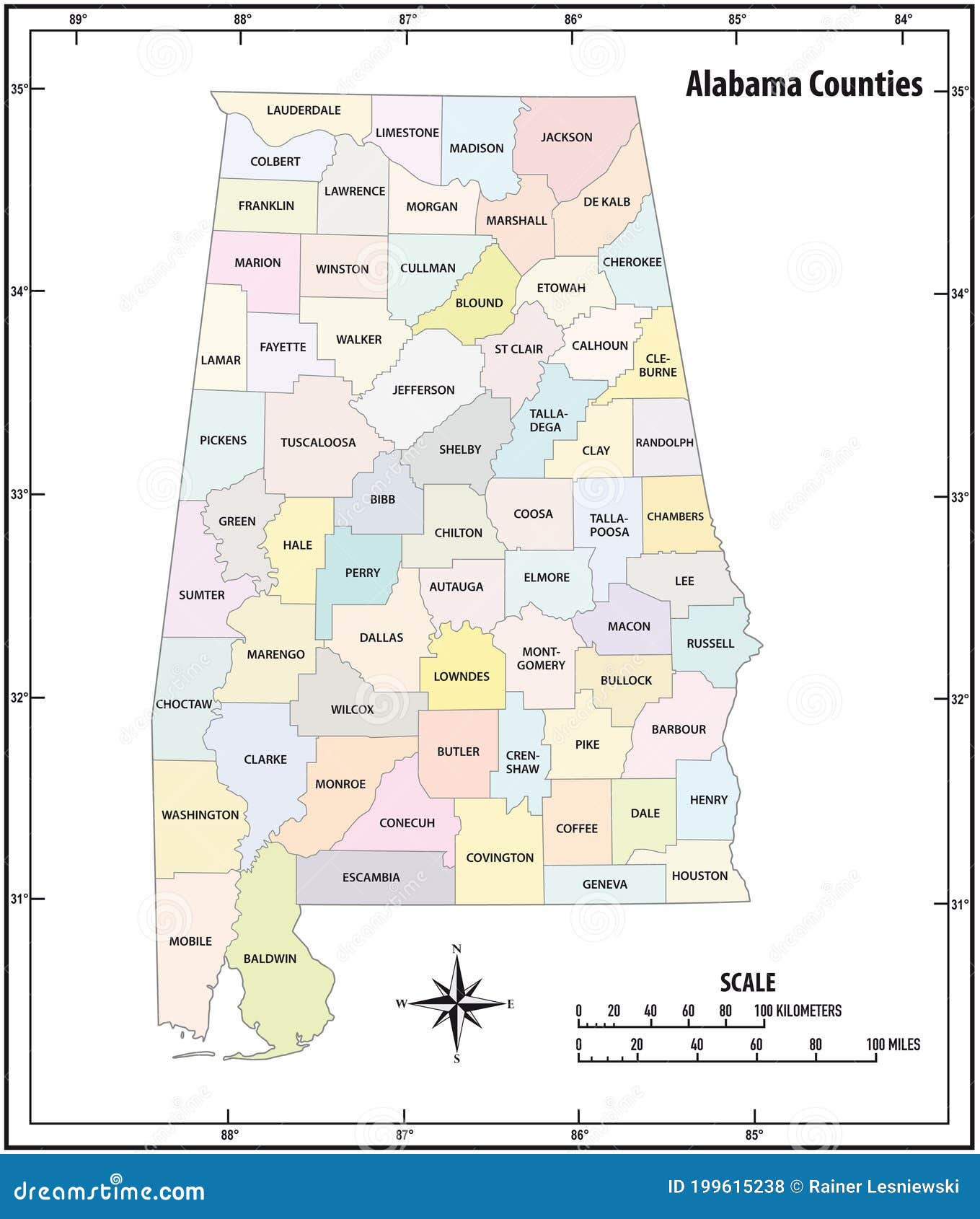 3d Political Map Of Alabama Stock Image | CartoonDealer.com #185259997