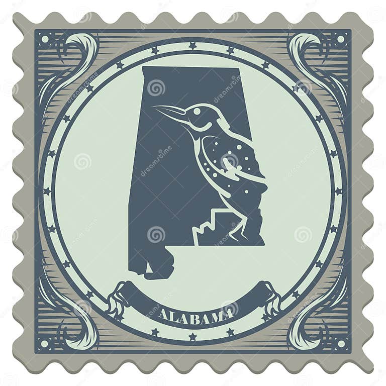 Alabama State Postage Stamp. Vector Illustration Decorative Design ...