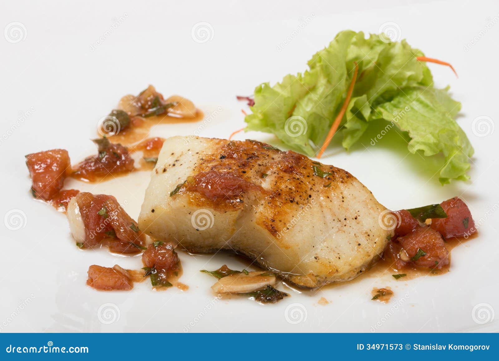 Alabote Grelhado Com Concasse Do Tomate. Imagem de Stock - Imagem de ...