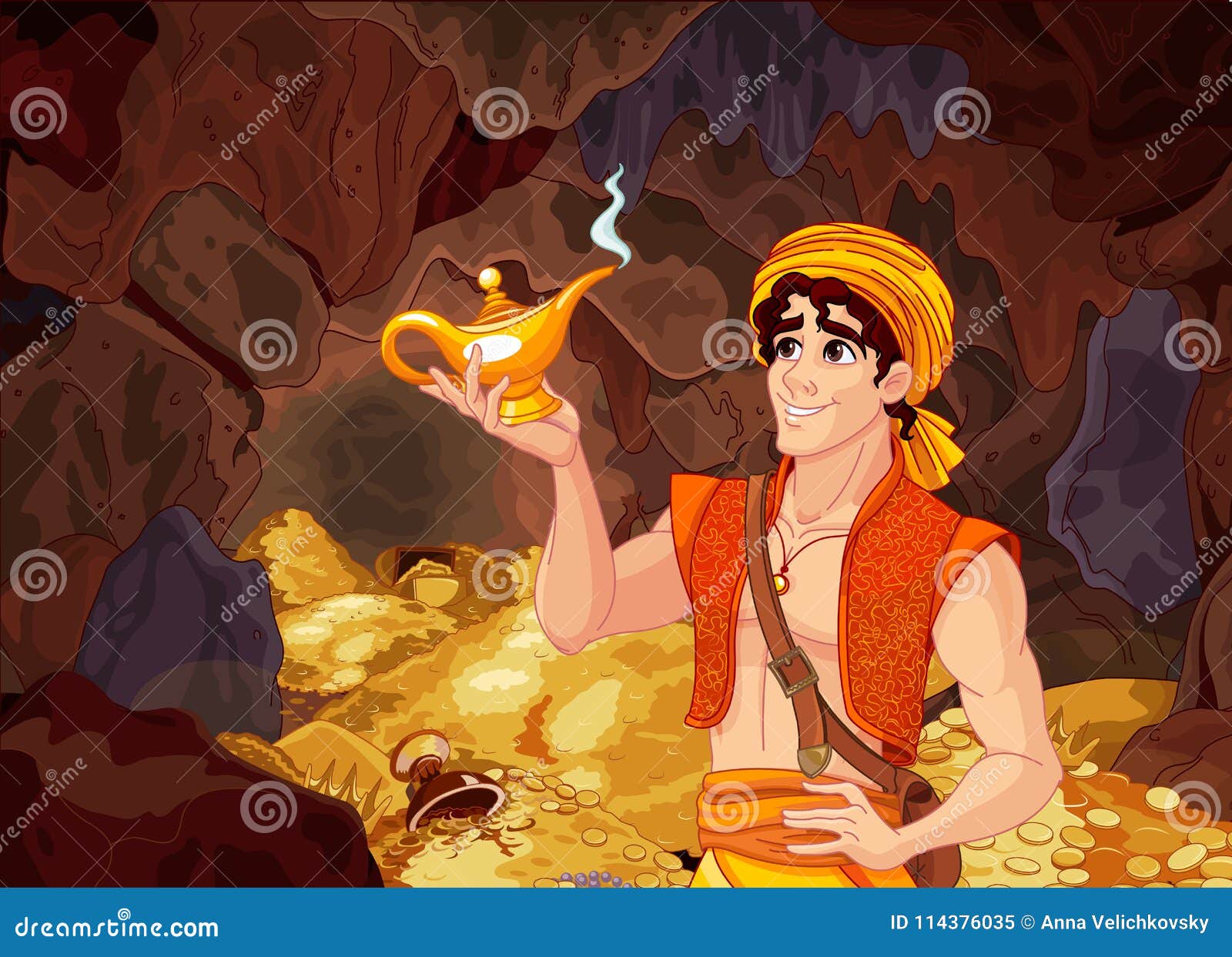Aladdin Et La Lampe Merveilleuse Illustration de Vecteur - Illustration ...