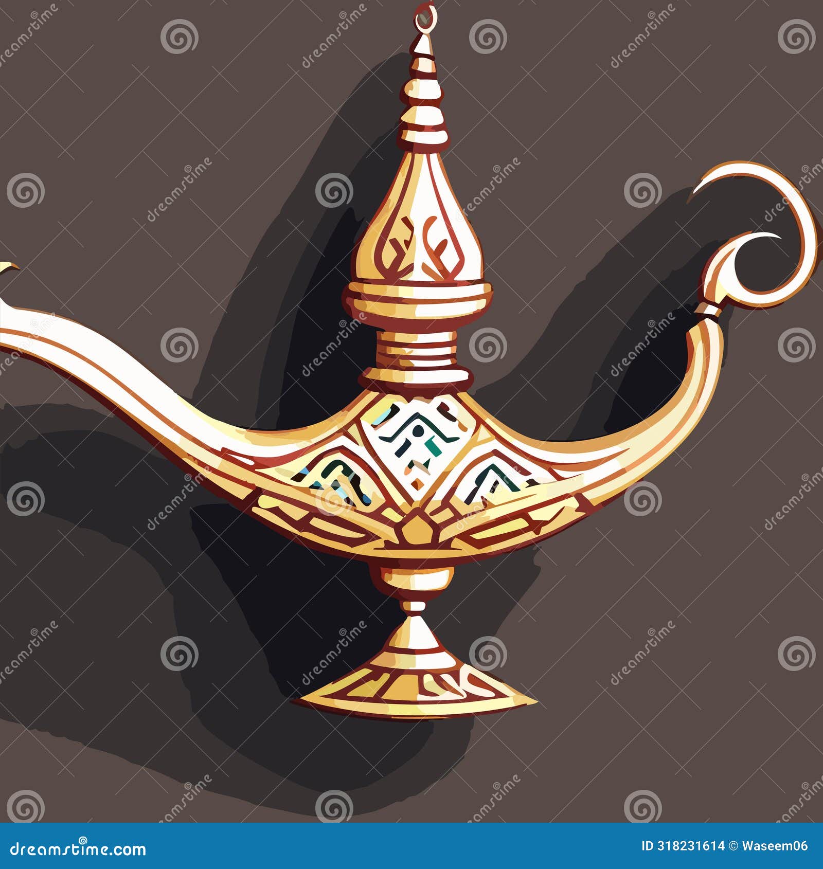 Aladdin Magic Lamp. Lamp of Wishes Stock Illustration - Illustration of ...