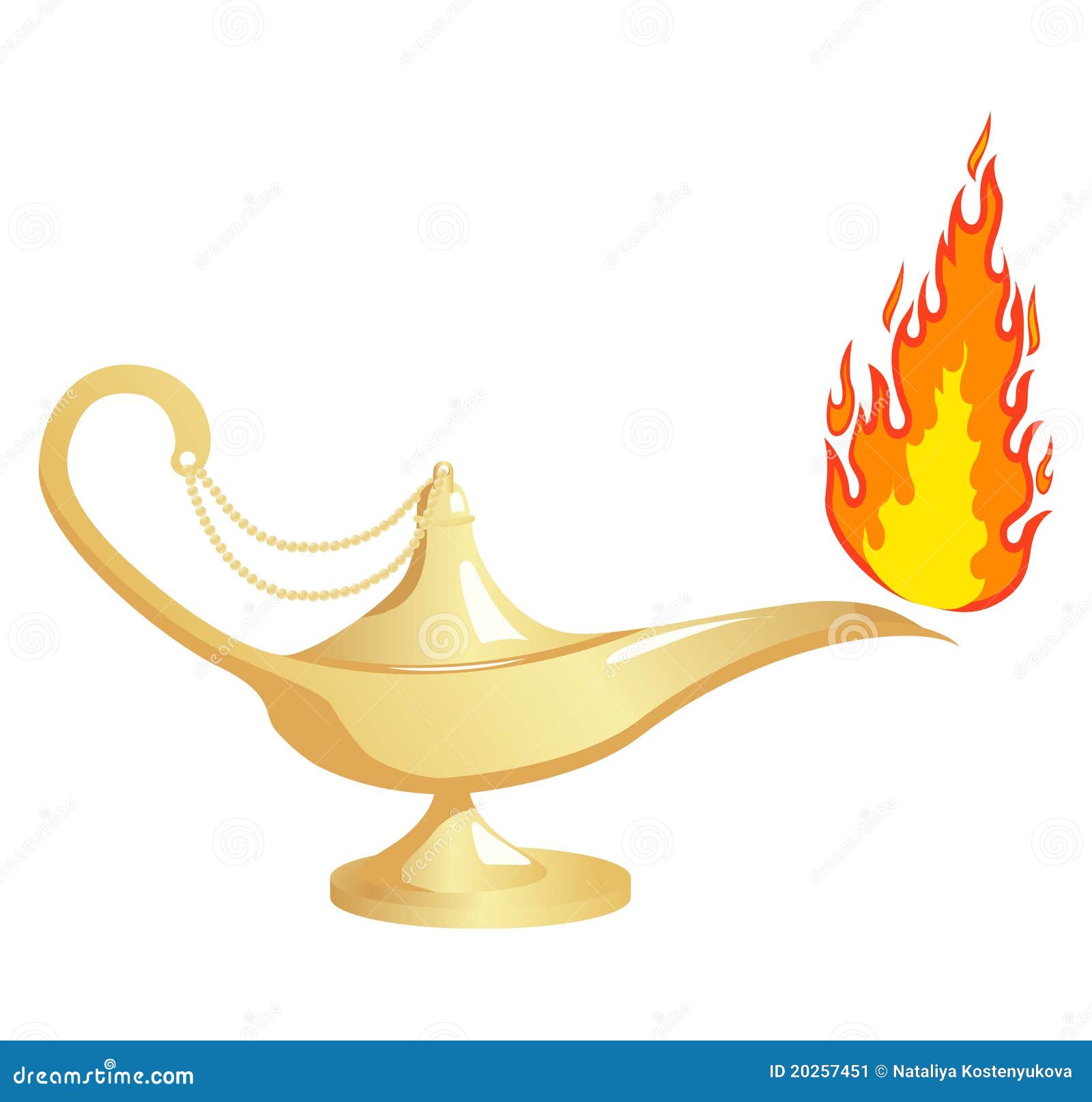 Aladdin`s lamp with fire stock vector. Illustration of yellow - 20257451