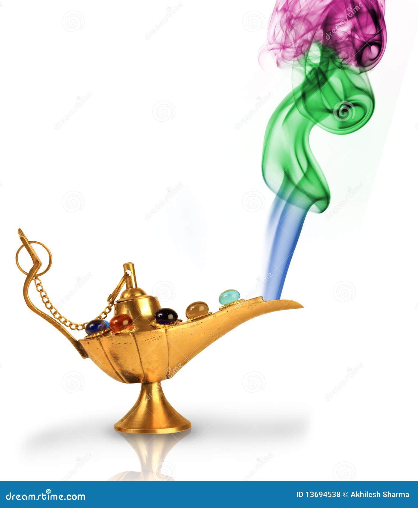 Aladdin S Magic Lamp with Colorful Smoke Stock Photo - Image of myth ...