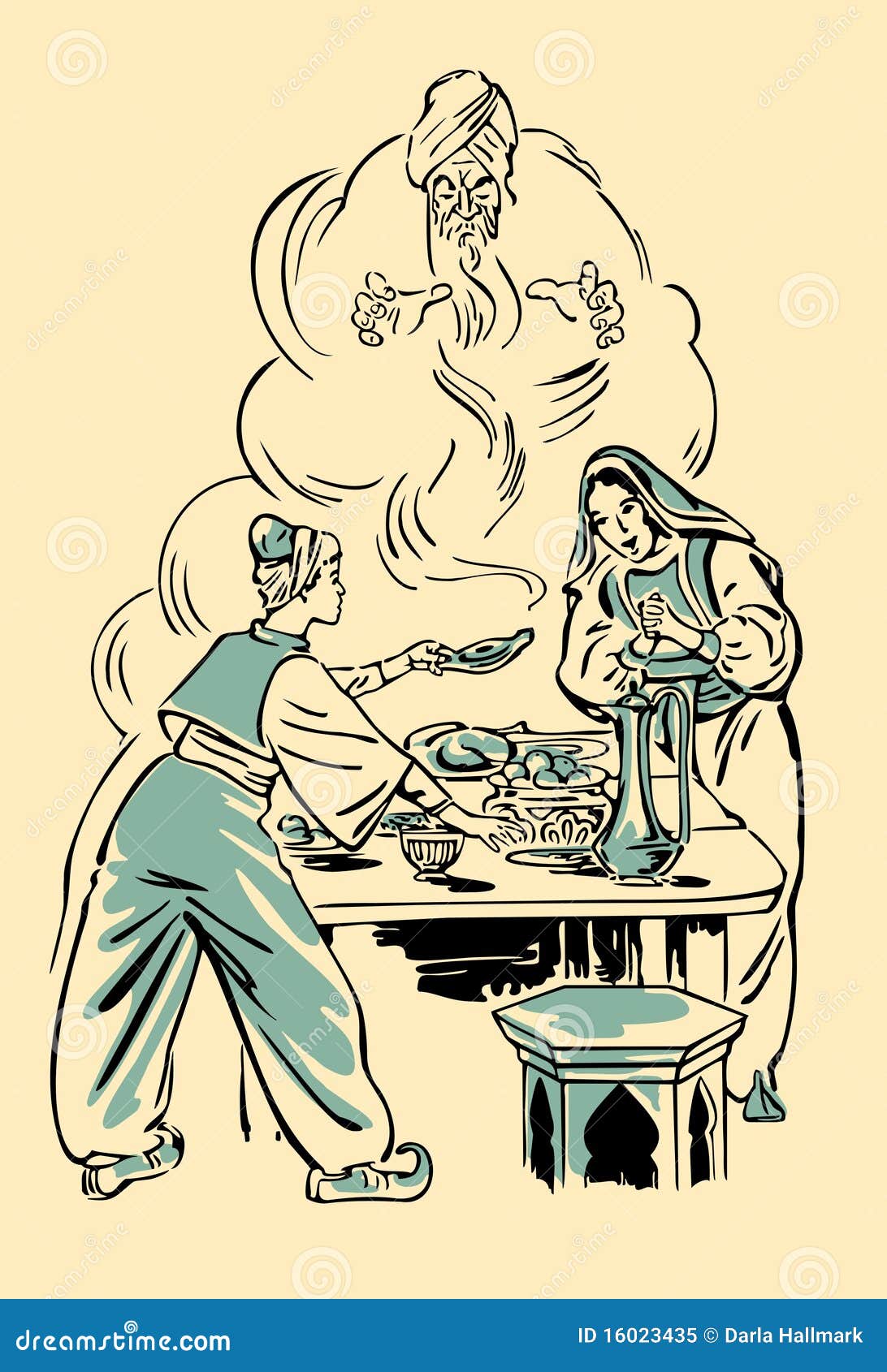 Aladdin and the Wonderful Lamp Stock Vector - Illustration of aladdin ...