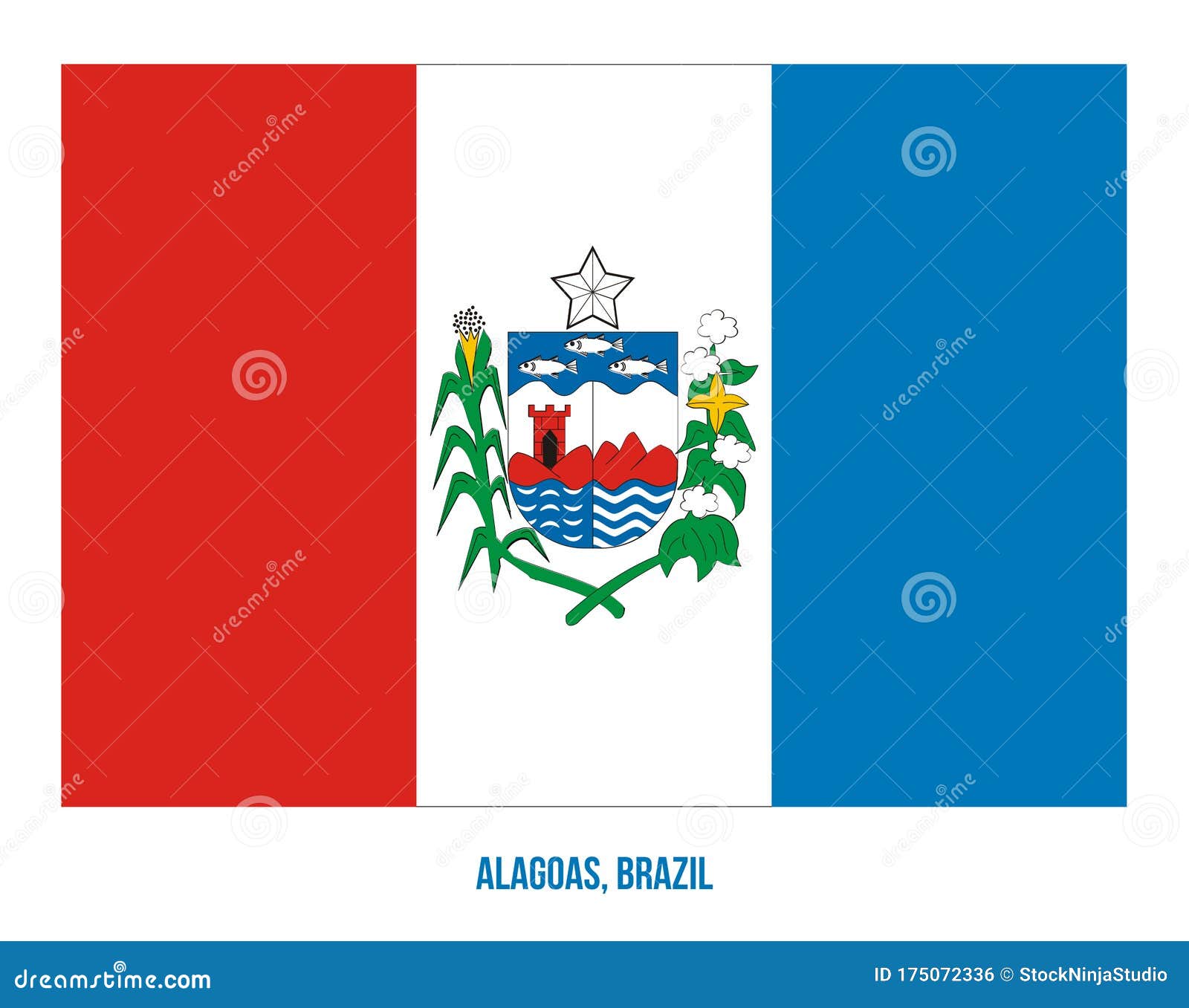 Alagoas Flag Vector Illustration on White Background. States Flag of ...