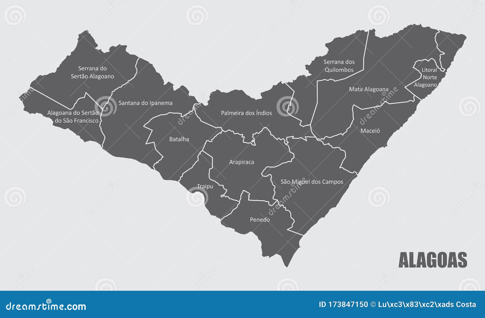 Alagoas State regions map stock illustration. Illustration of brazil ...
