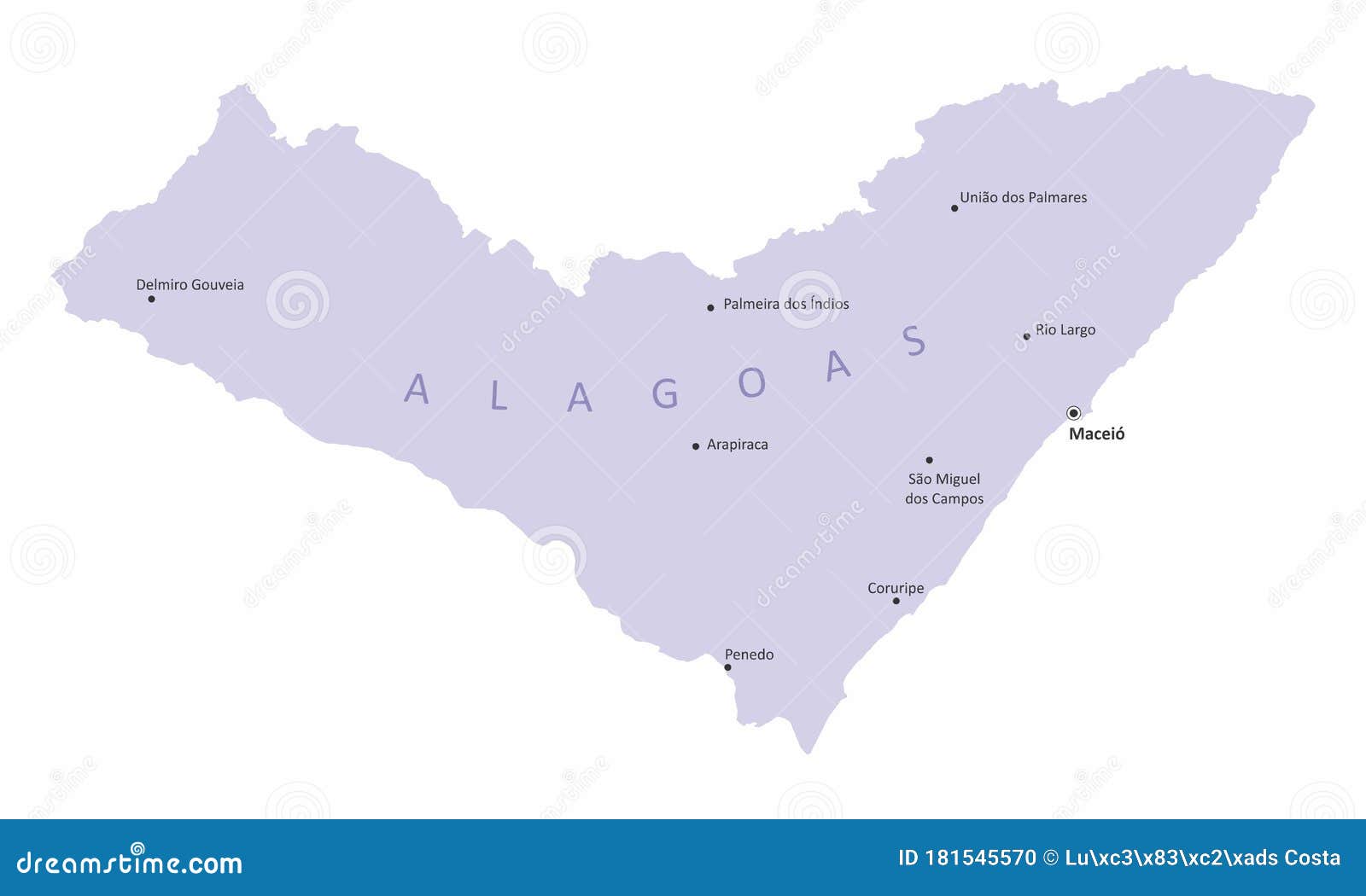 Alagoas State map stock illustration. Illustration of overview - 181545570
