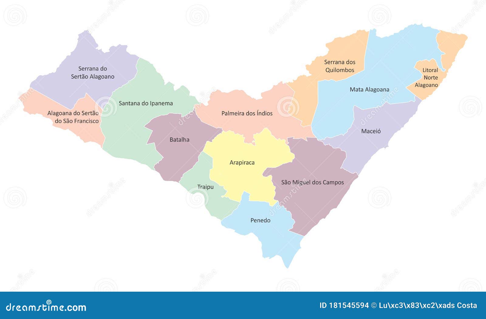 Alagoas State regions map stock illustration. Illustration of country ...