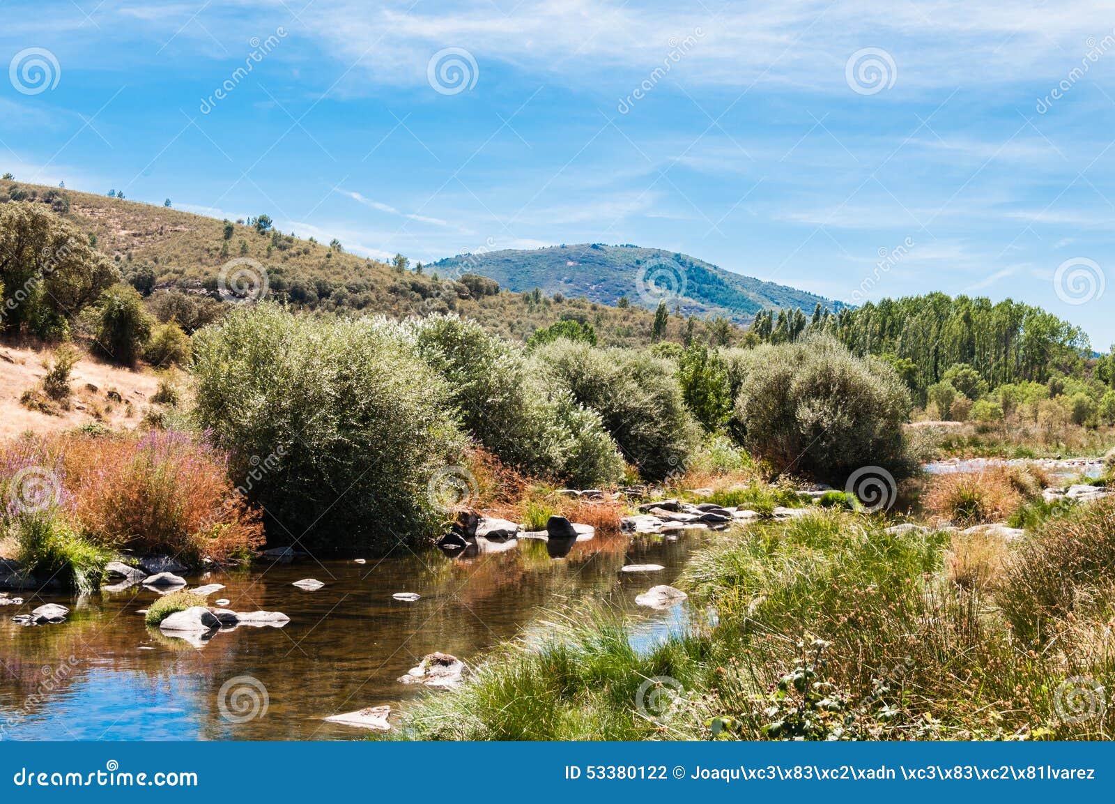 Alagon river stock photo. Image of clouds, summer, spain - 53380122