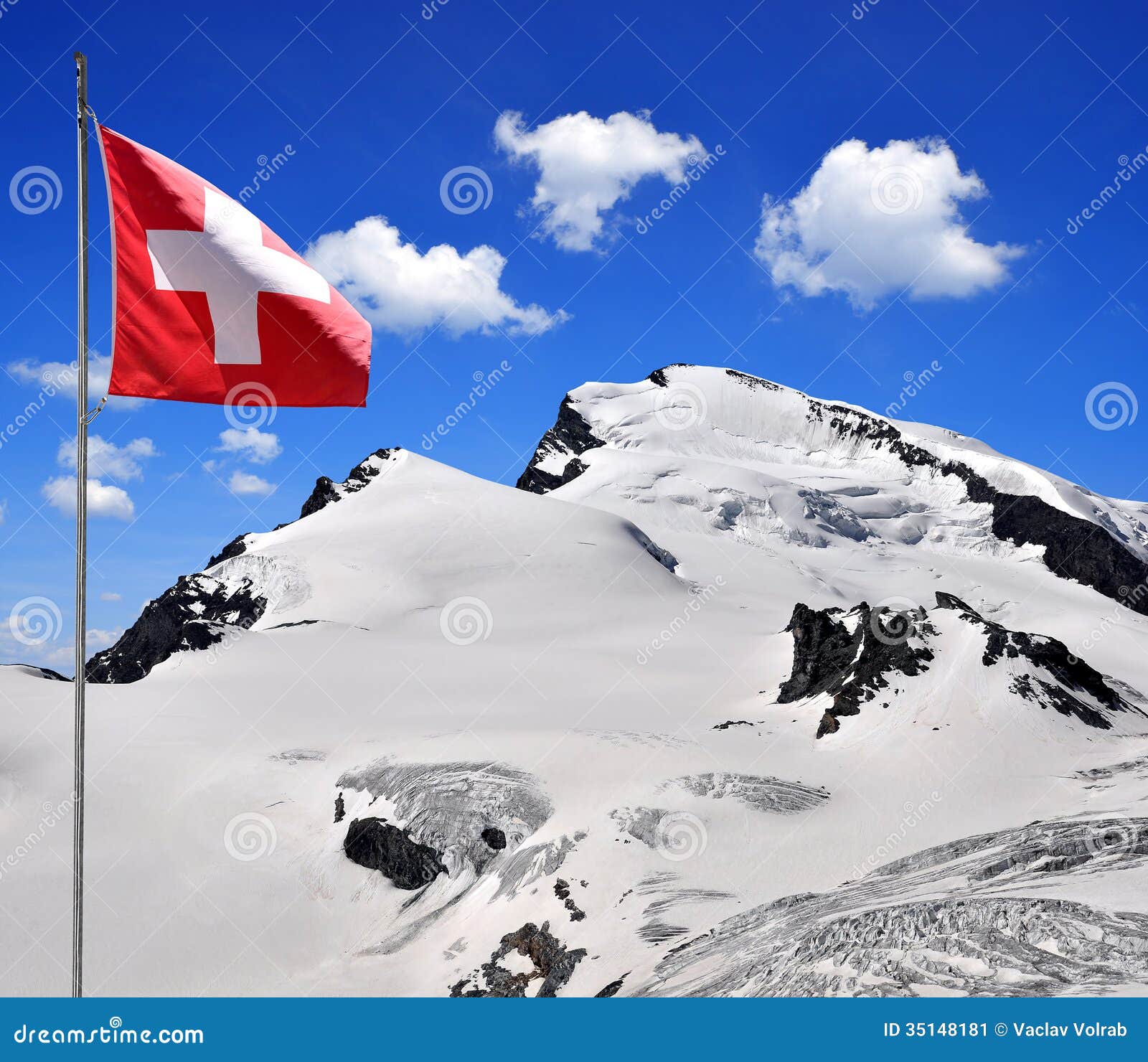 Strahlhorn with Swiss flag stock image. Image of cold - 35148181