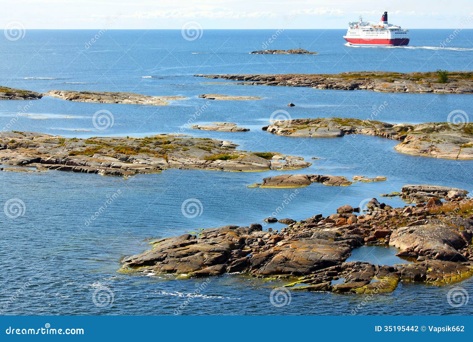 Aland Archipelago with Cruise Ship Stock Photo - Image of baltic, aland ...
