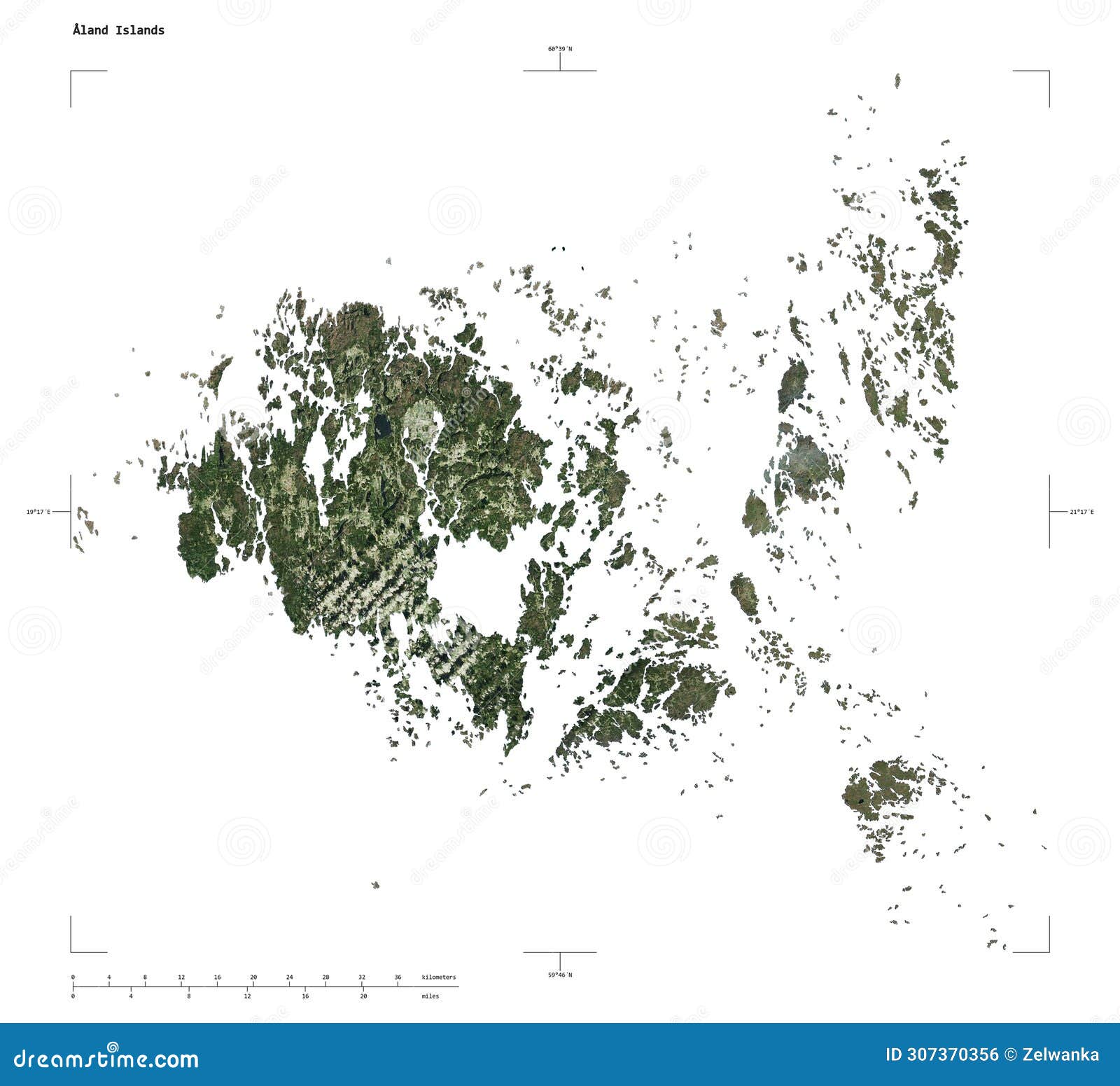 Aland Islands Shape on White. High-res Satellite Stock Illustration ...