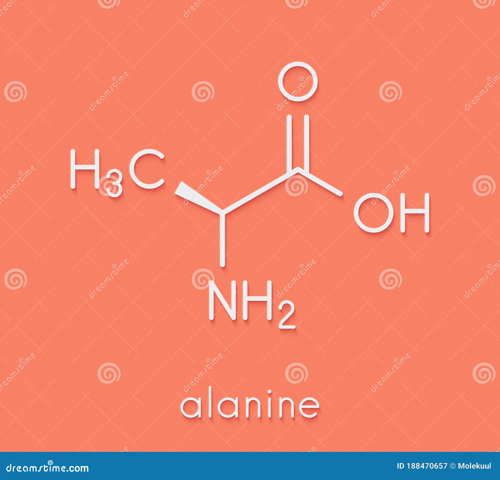 Alanine L-alanine, Ala, a Amino Acid Molecule. Skeletal Formula. Stock ...