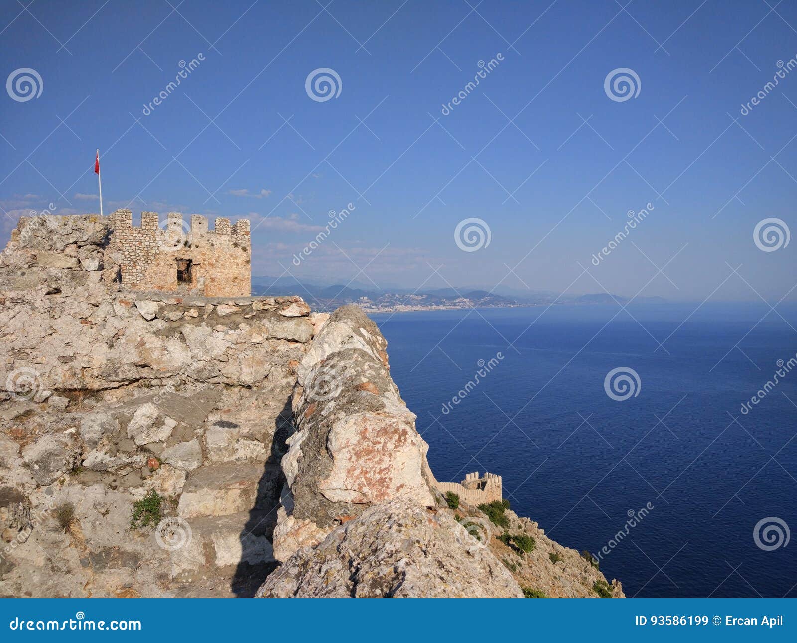 Alanya Castle in Turkey stock image. Image of antalya - 93586199