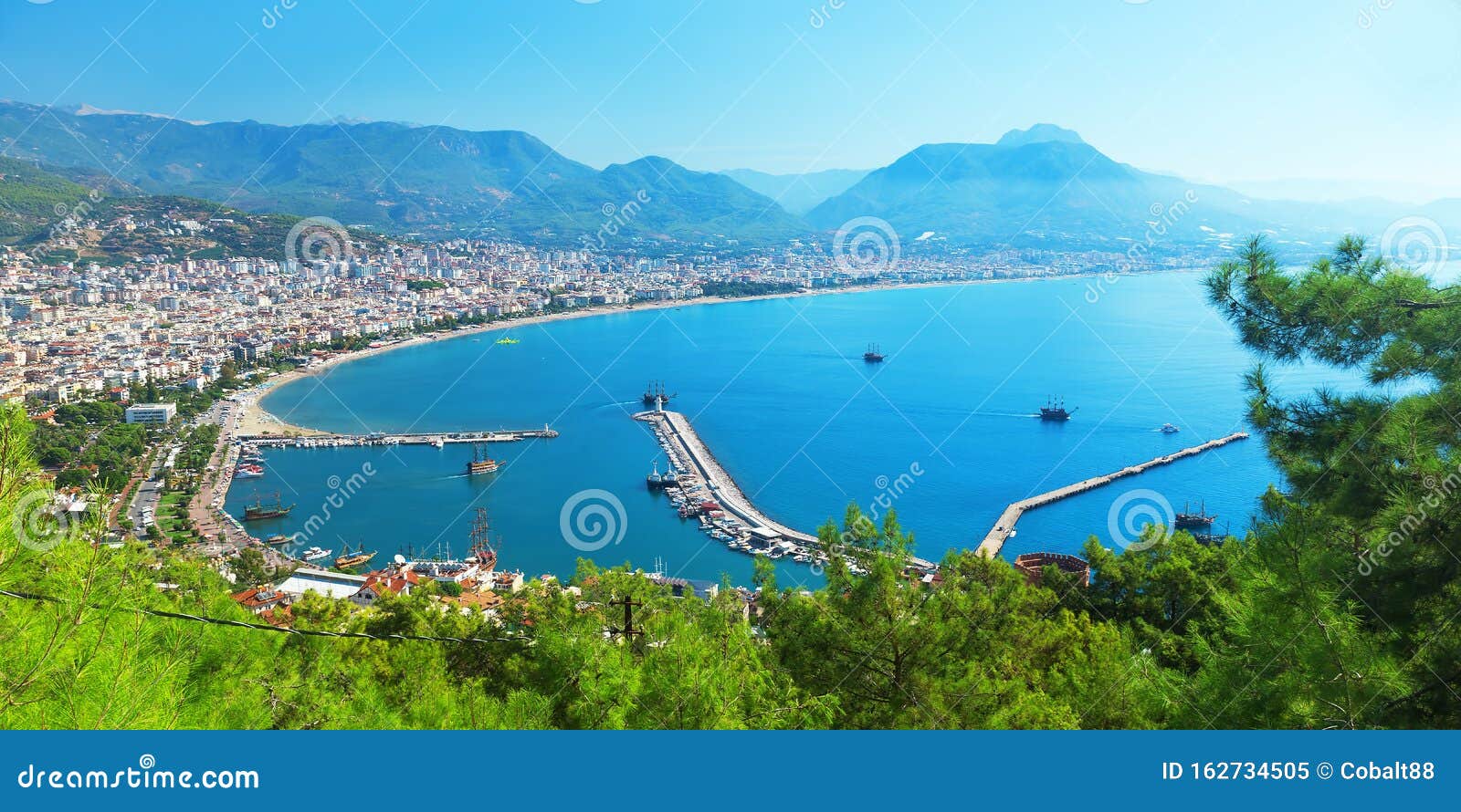 Alanya city, Turkey stock image. Image of harbor, pier - 162734505