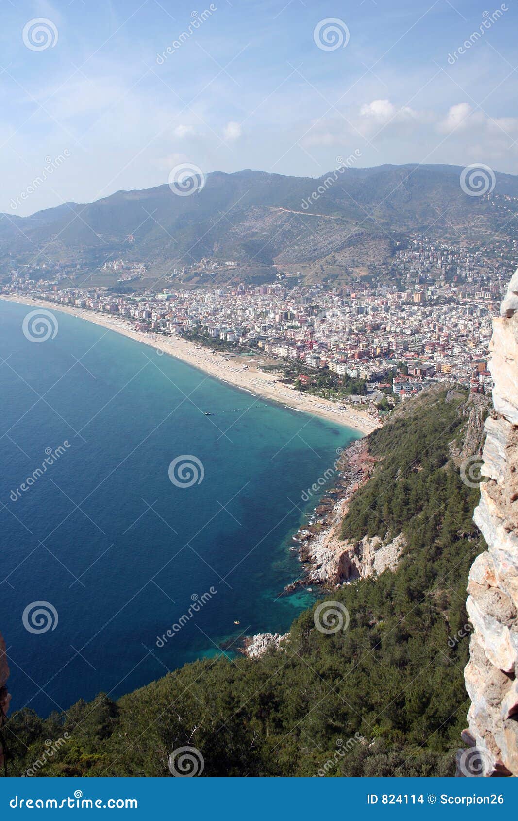 Alanya cityscape stock photo. Image of rock, alanya, hill - 824114
