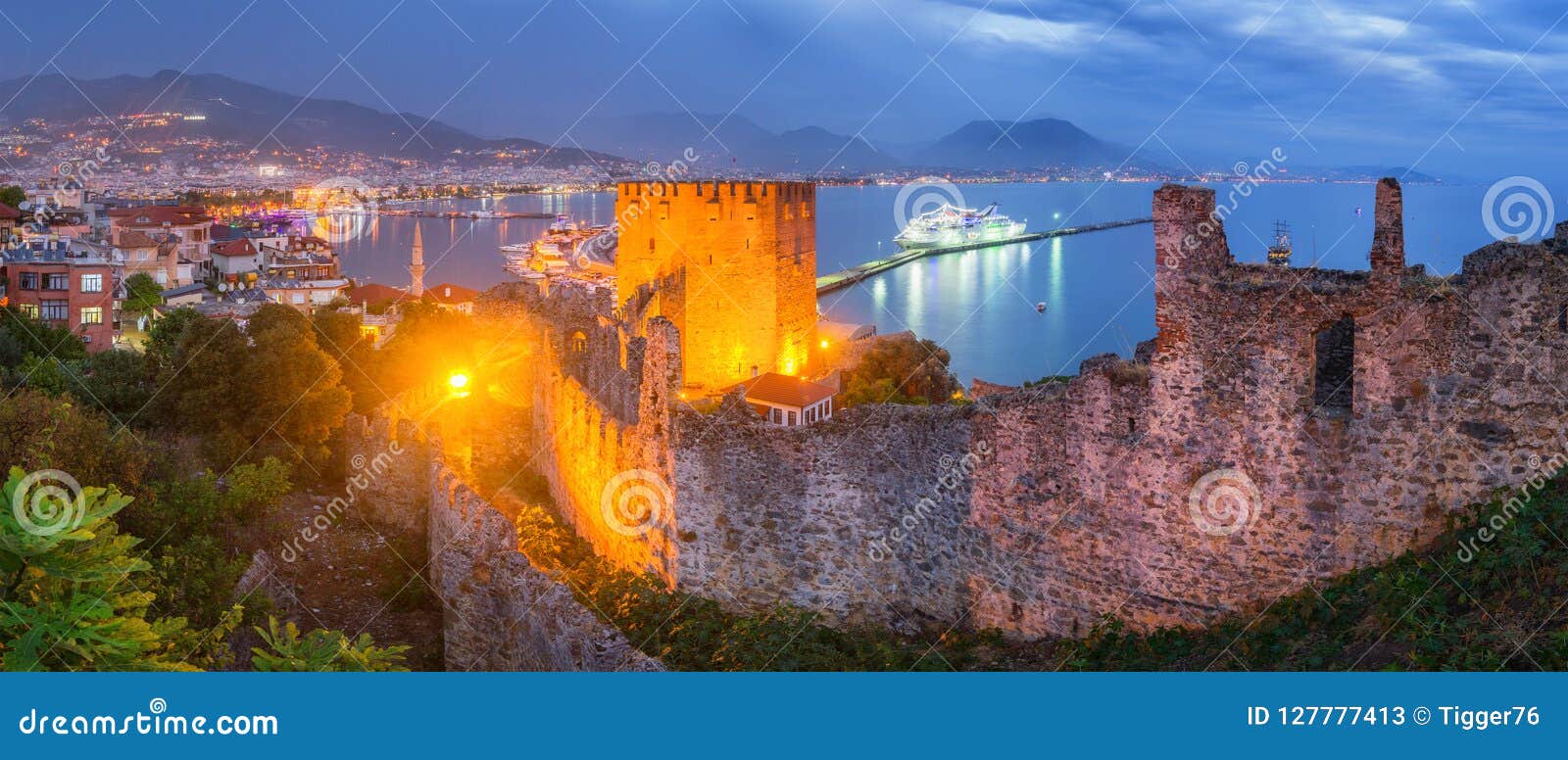 Alanya at Night - Turkey stock image. Image of tourism - 127777413
