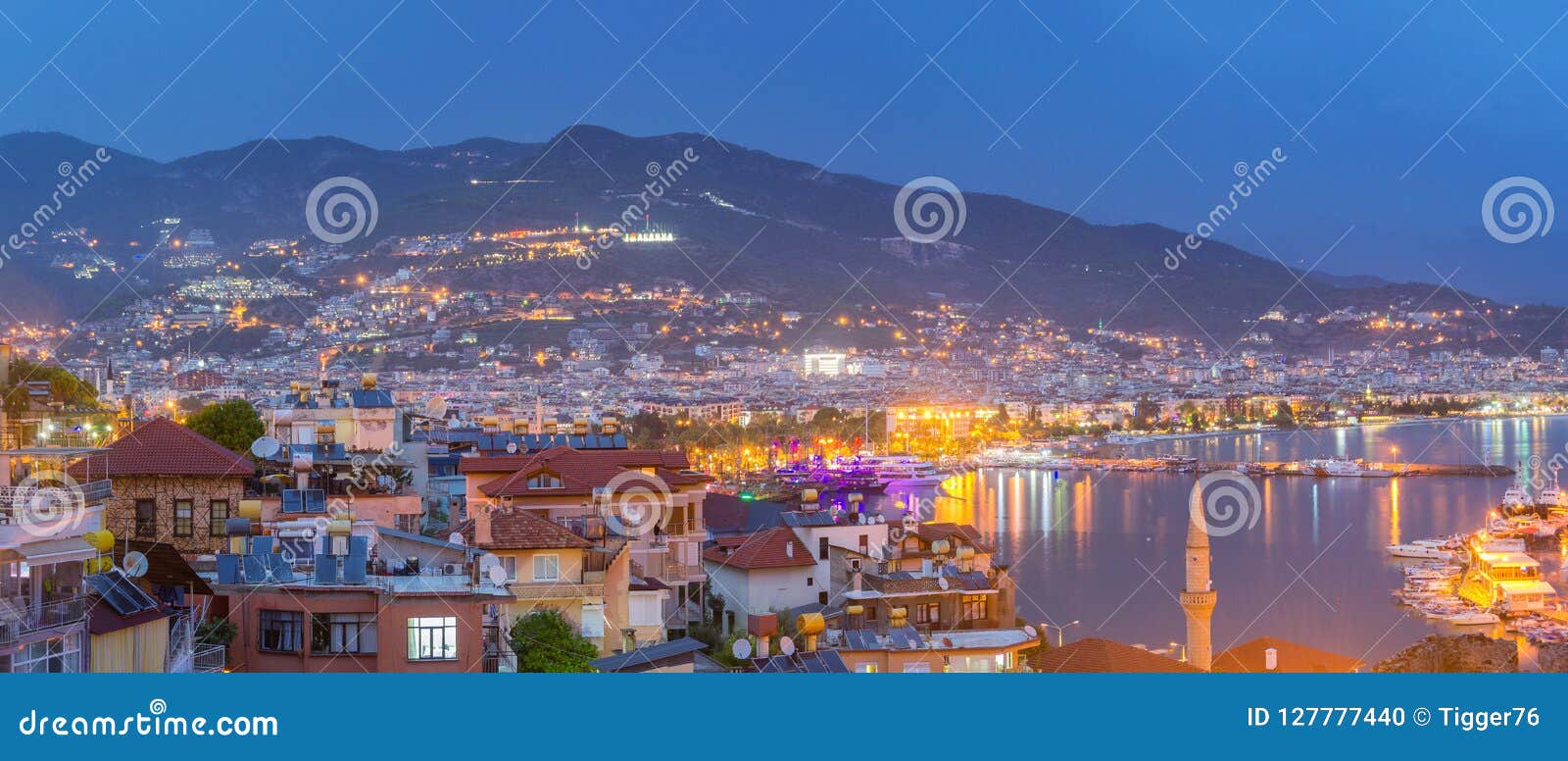 Alanya at Night - Turkey stock photo. Image of seascape - 127777440