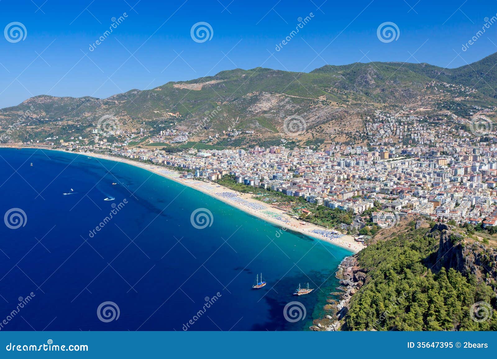 Alanya-Stadtbild. Kleopatra Strand Stockbild - Bild von berühmt ...