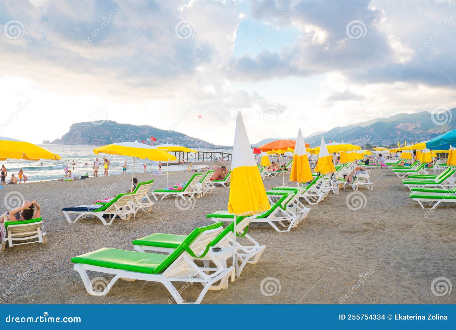 Alanya, Turkey - August 29, 2022: People Relax on the Sandy Beach in ...