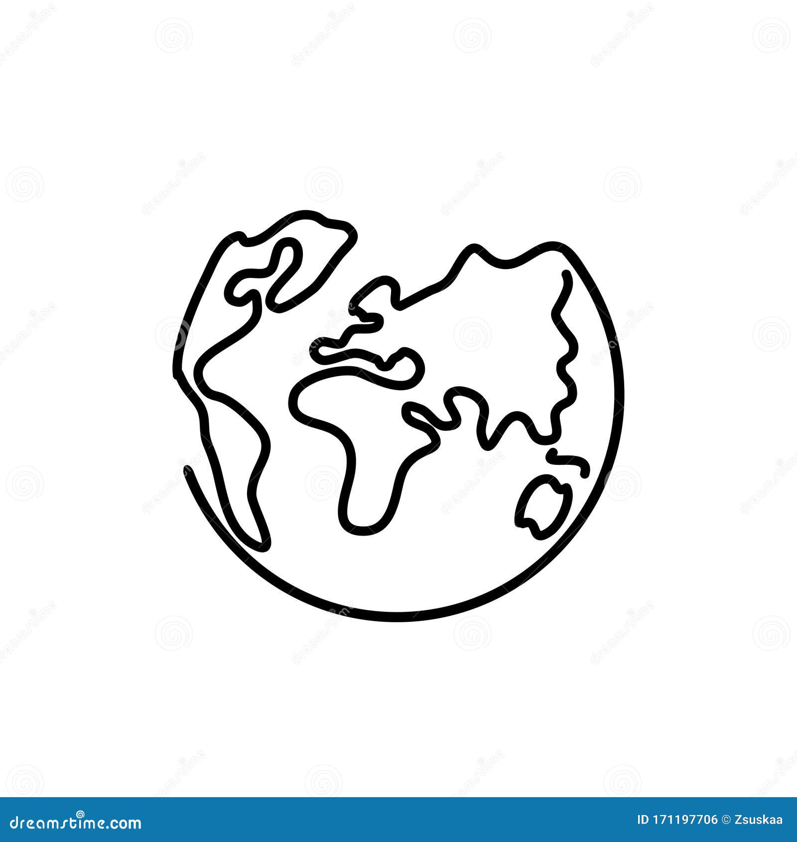 Planet Earth Line Art - One Line Style World. Simple Modern ...