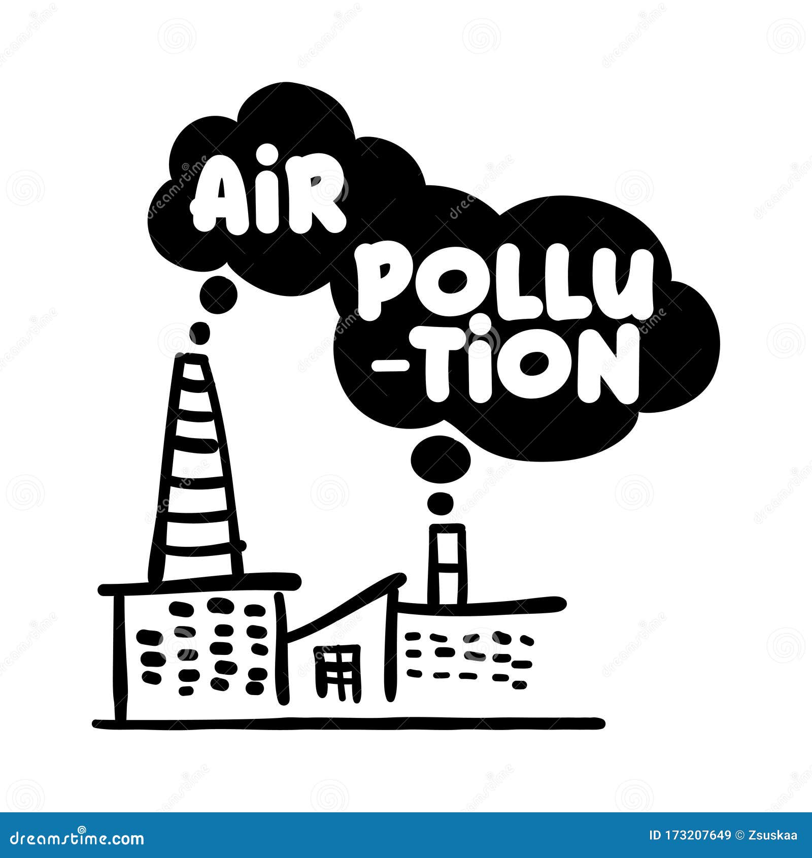 Air Pollution Factory - Funny Vector Text Quotes and Factory Drawing ...