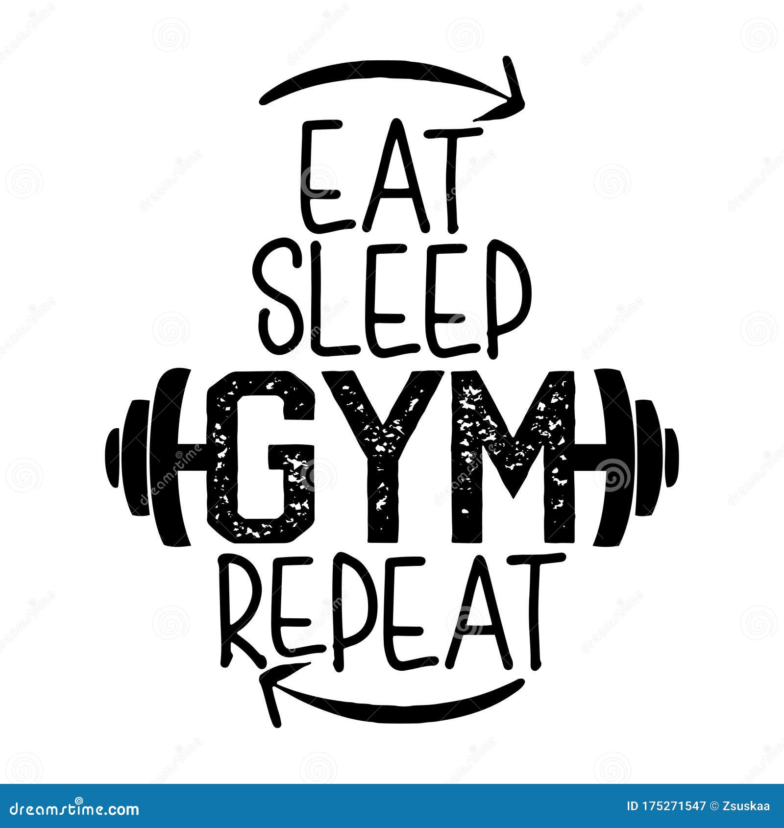 Eat Sleep Gym Repeat Handwritten Bodybuilder Lettering Stock Vector