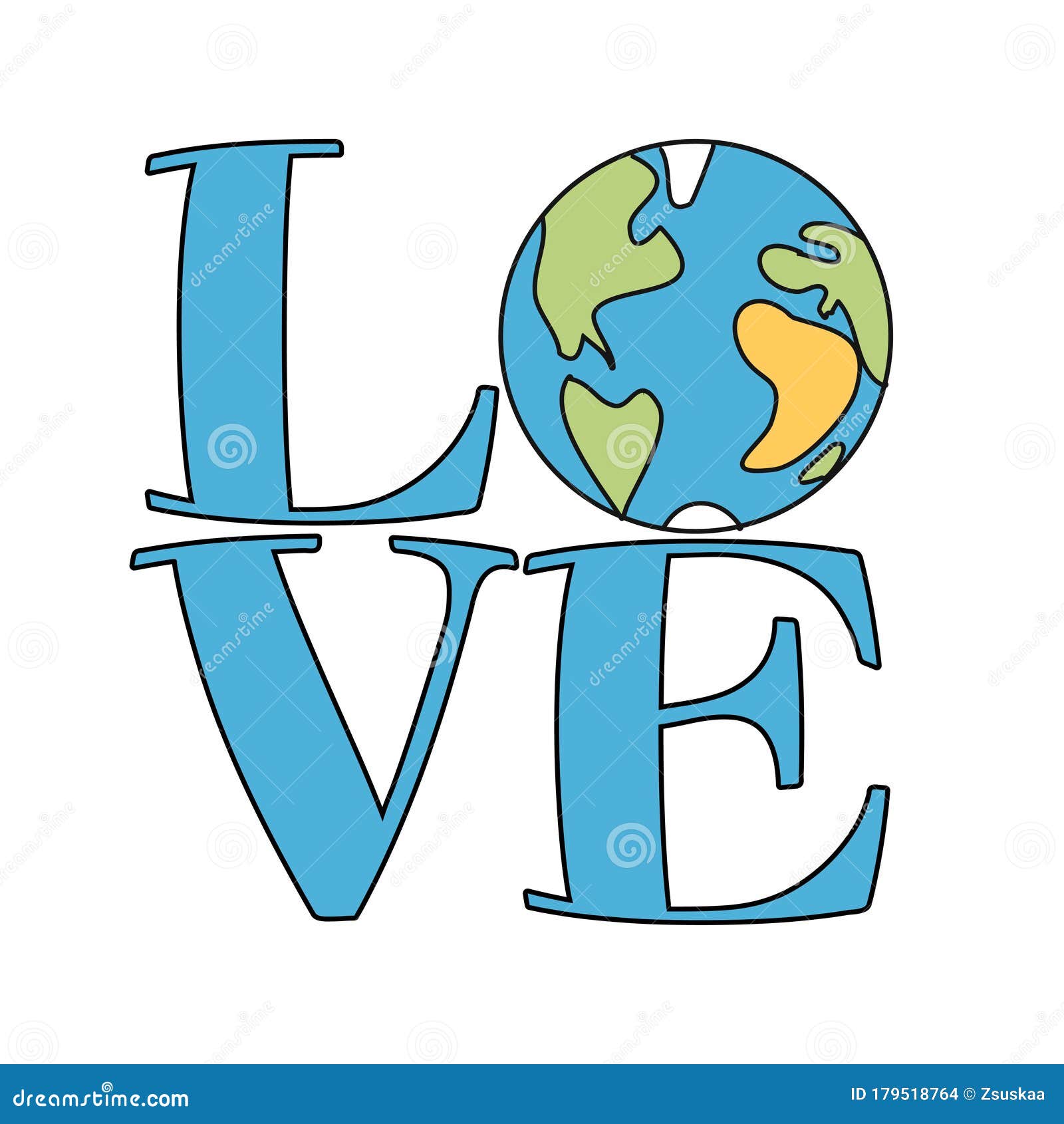 Love Earth Poster Made Of Square Illustrations Cartoon Vector ...