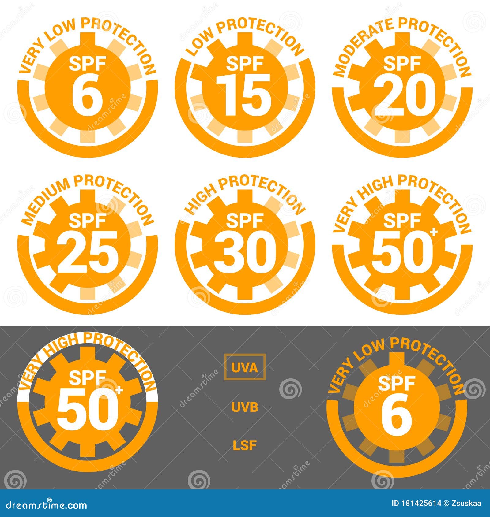 SPF 6 15 20 25 30 50 Sun Protection Stock Vector - Illustration of ...