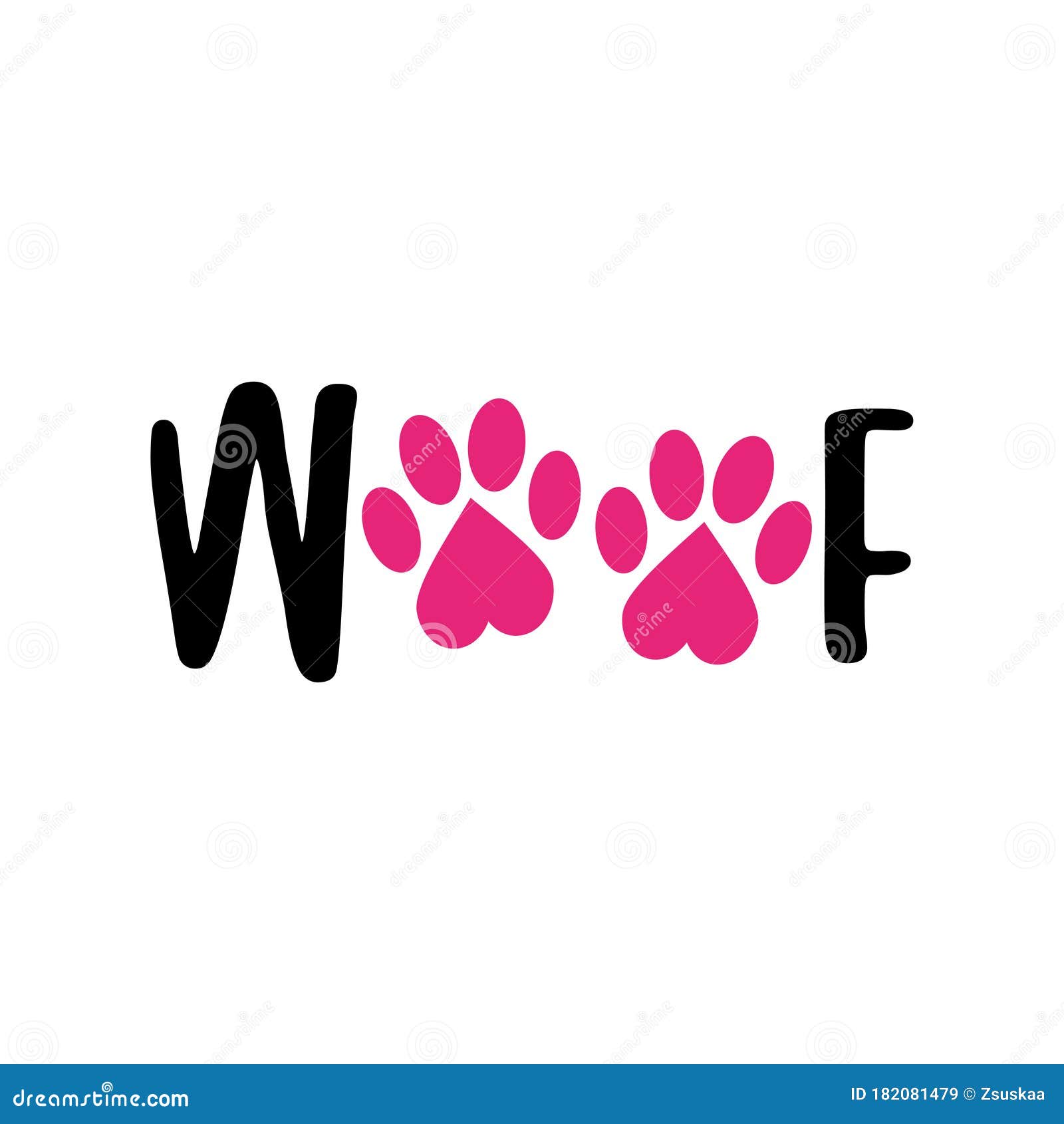 Woof - Word with Dog Footprint. Stock Vector - Illustration of breeder ...
