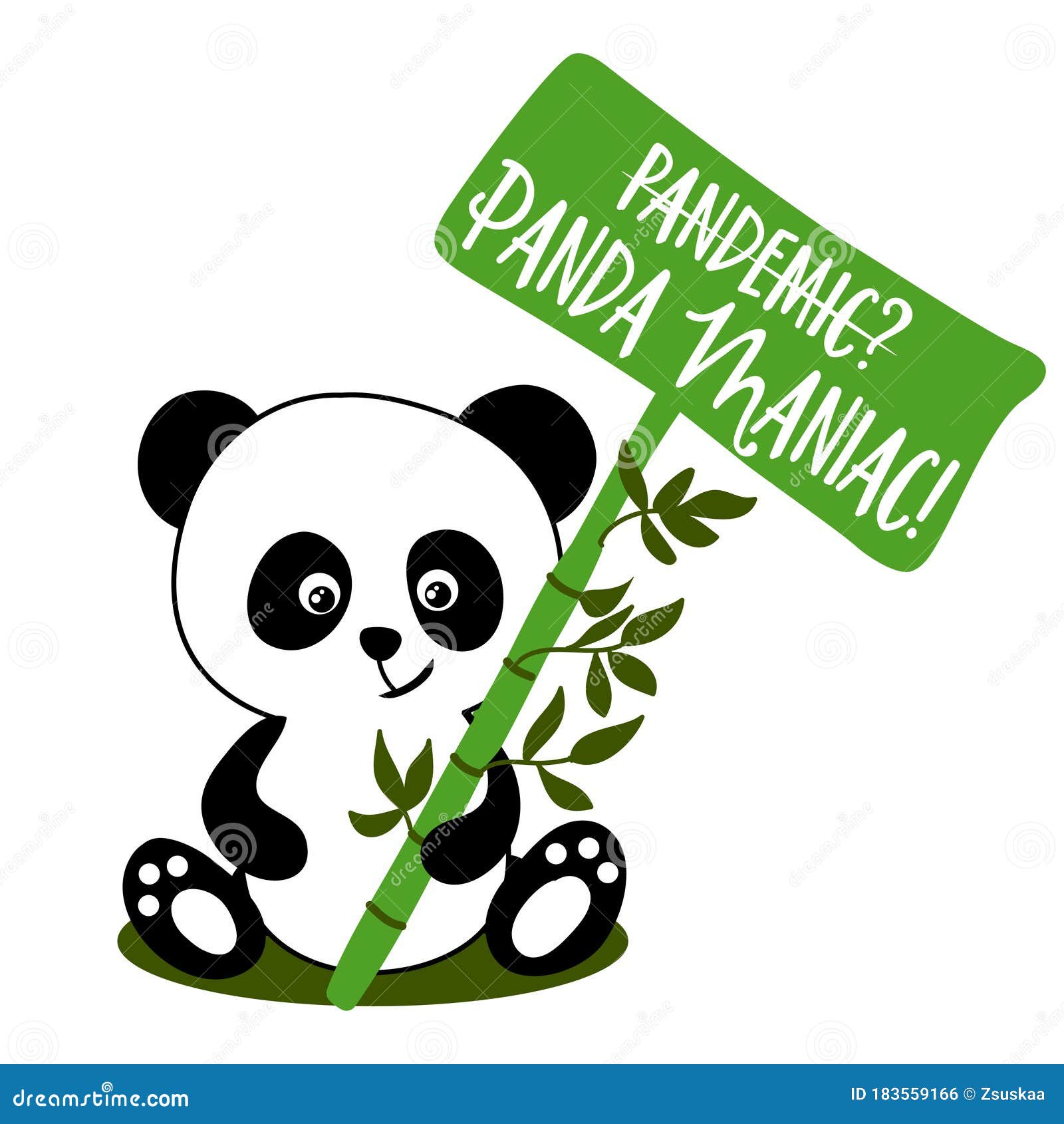 Pandemic? Not, Panda Maniac! Stock Vector - Illustration of bamboo ...