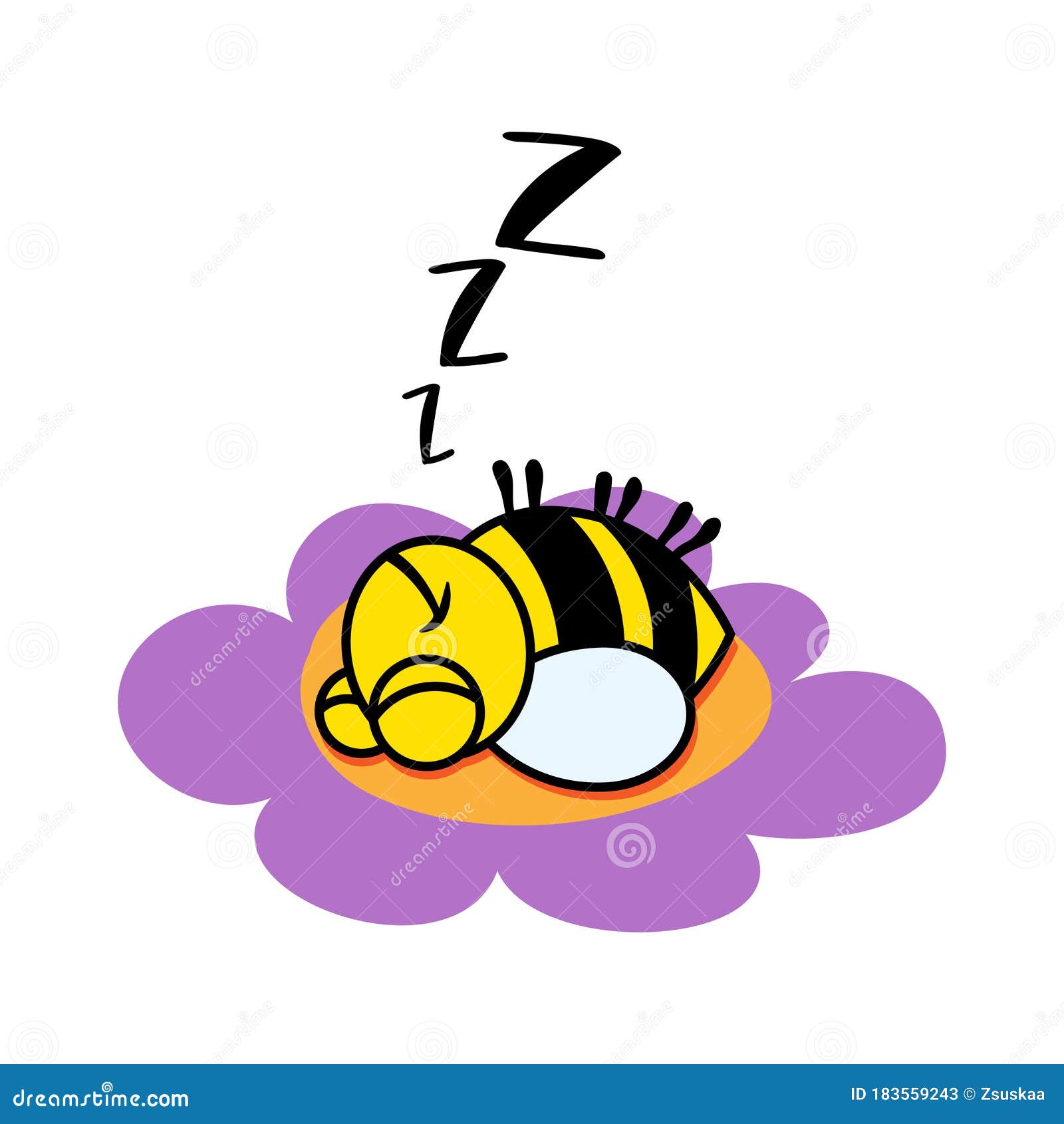 Cute Bee Sleeping on a Flower, with Zzz Text Stock Vector ...