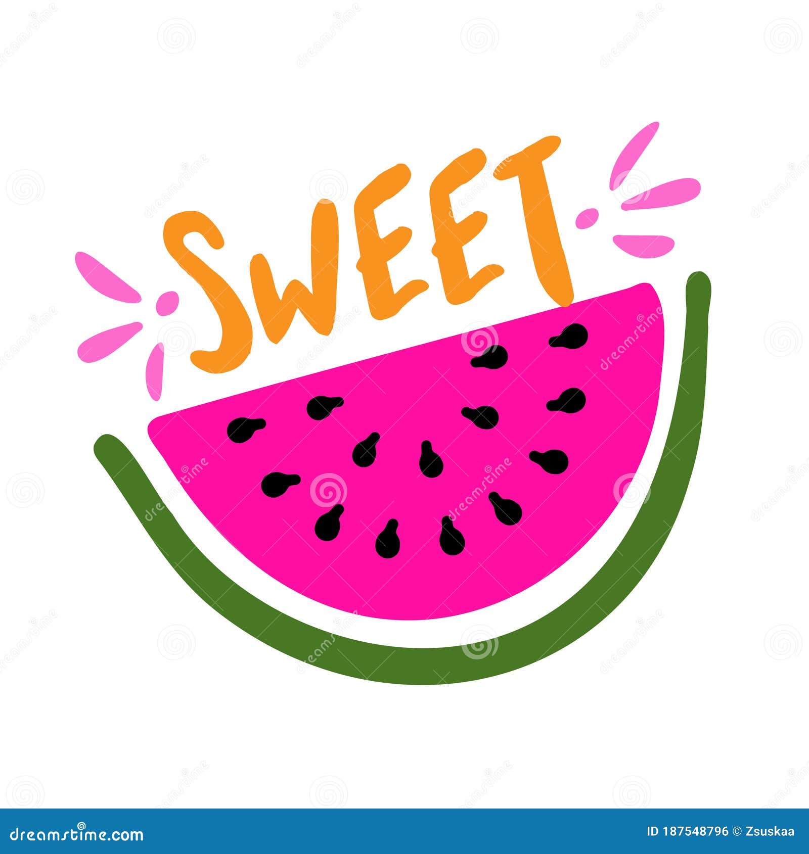 Sweet Summer - Hand Drawn Watermelon Illustration. Stock Vector ...
