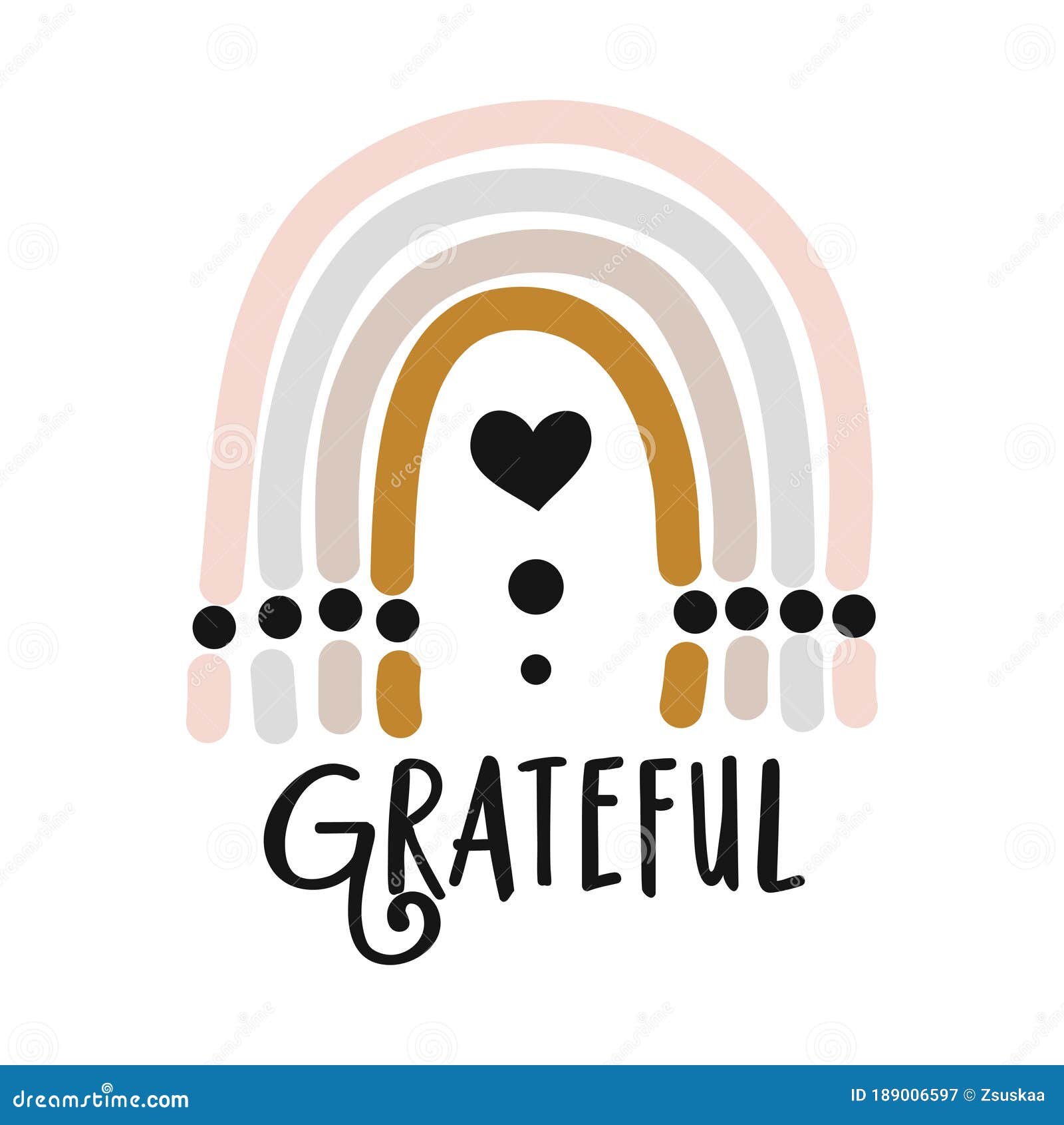 Grateful - Cute Rainbow Decoration. Stock Vector - Illustration of ...