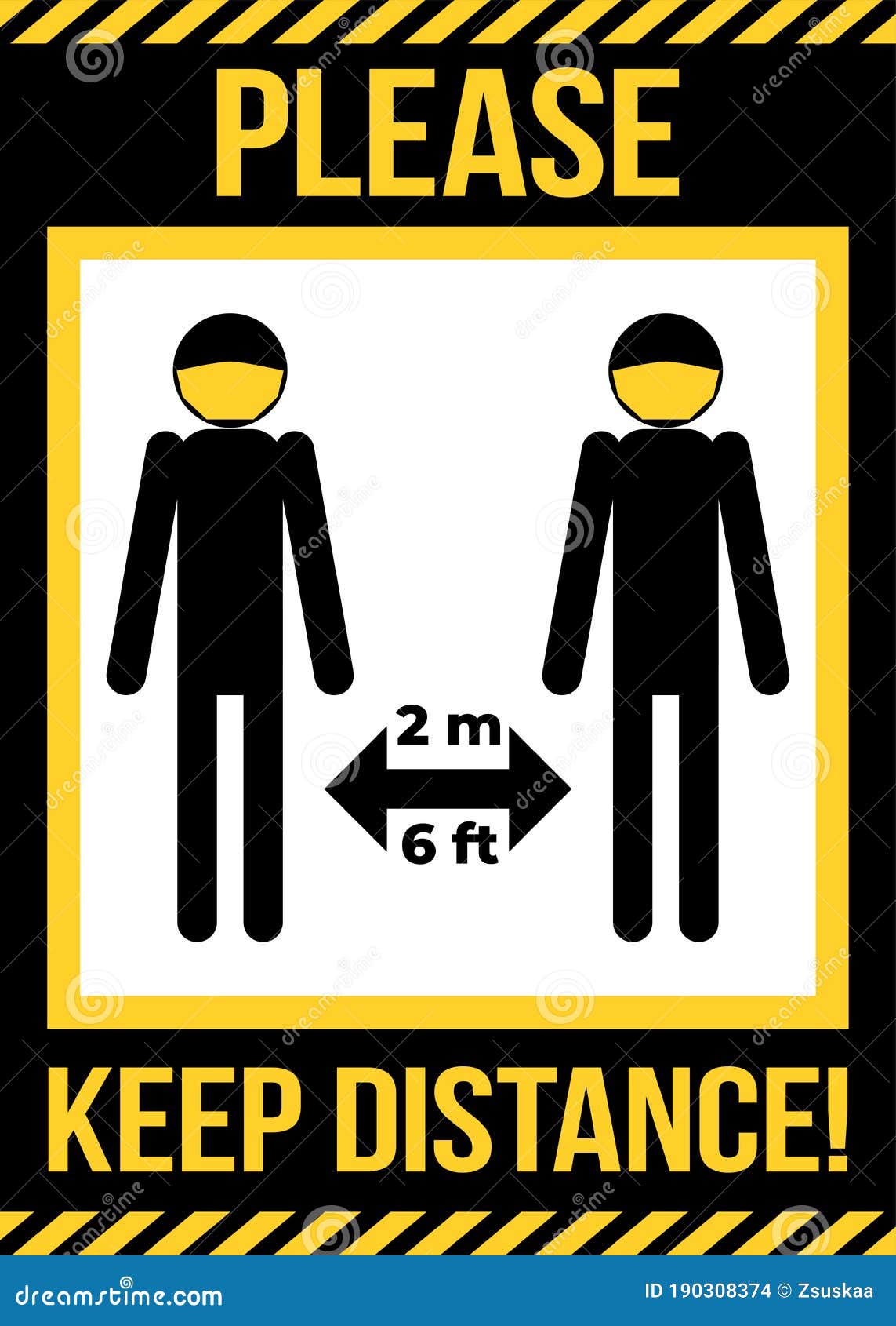 Please Keep Distance 6 Feet or 2 Meters Stock Vector - Illustration of ...