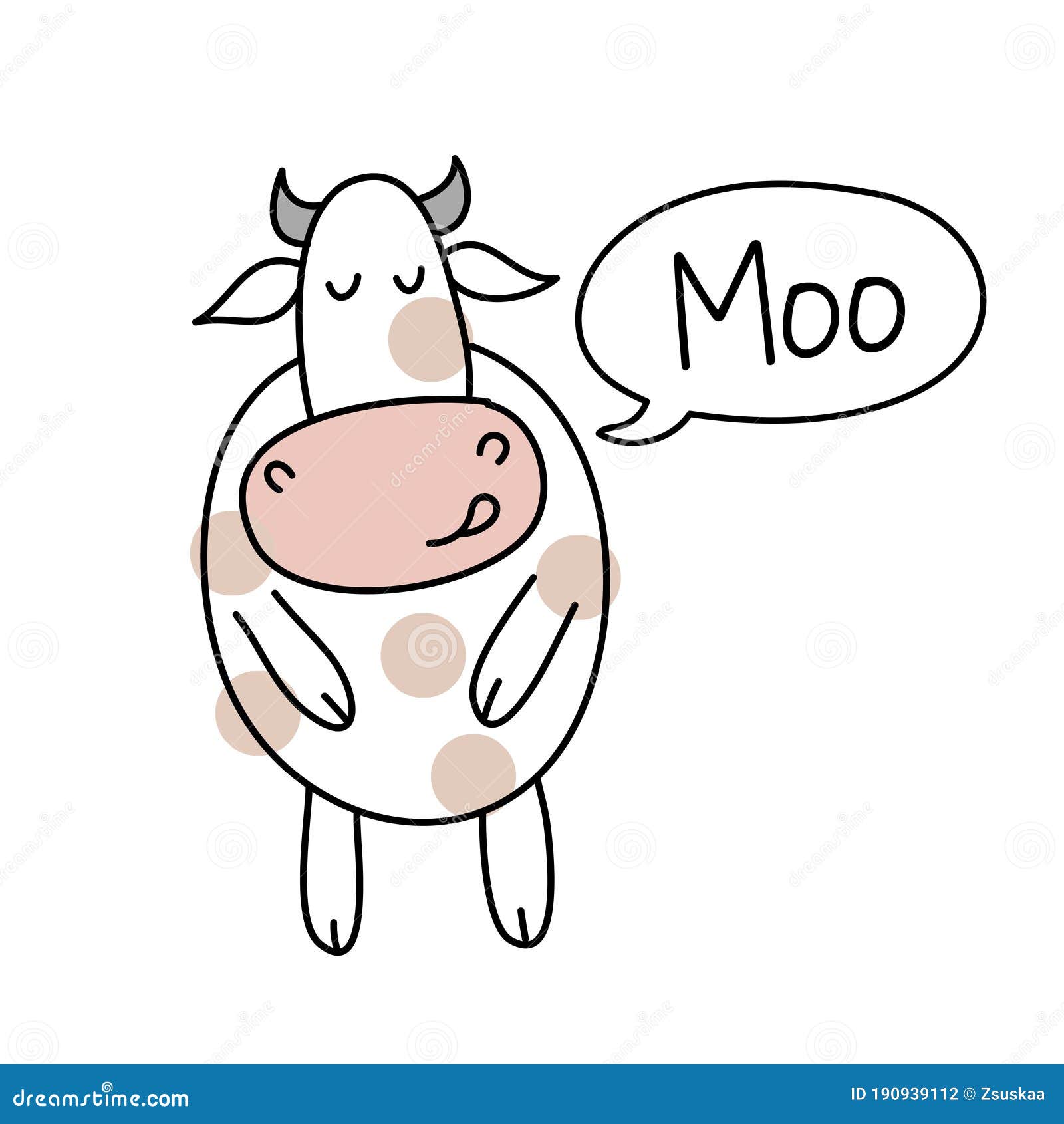 Cow with moo text stock vector. Illustration of drawing - 190939112