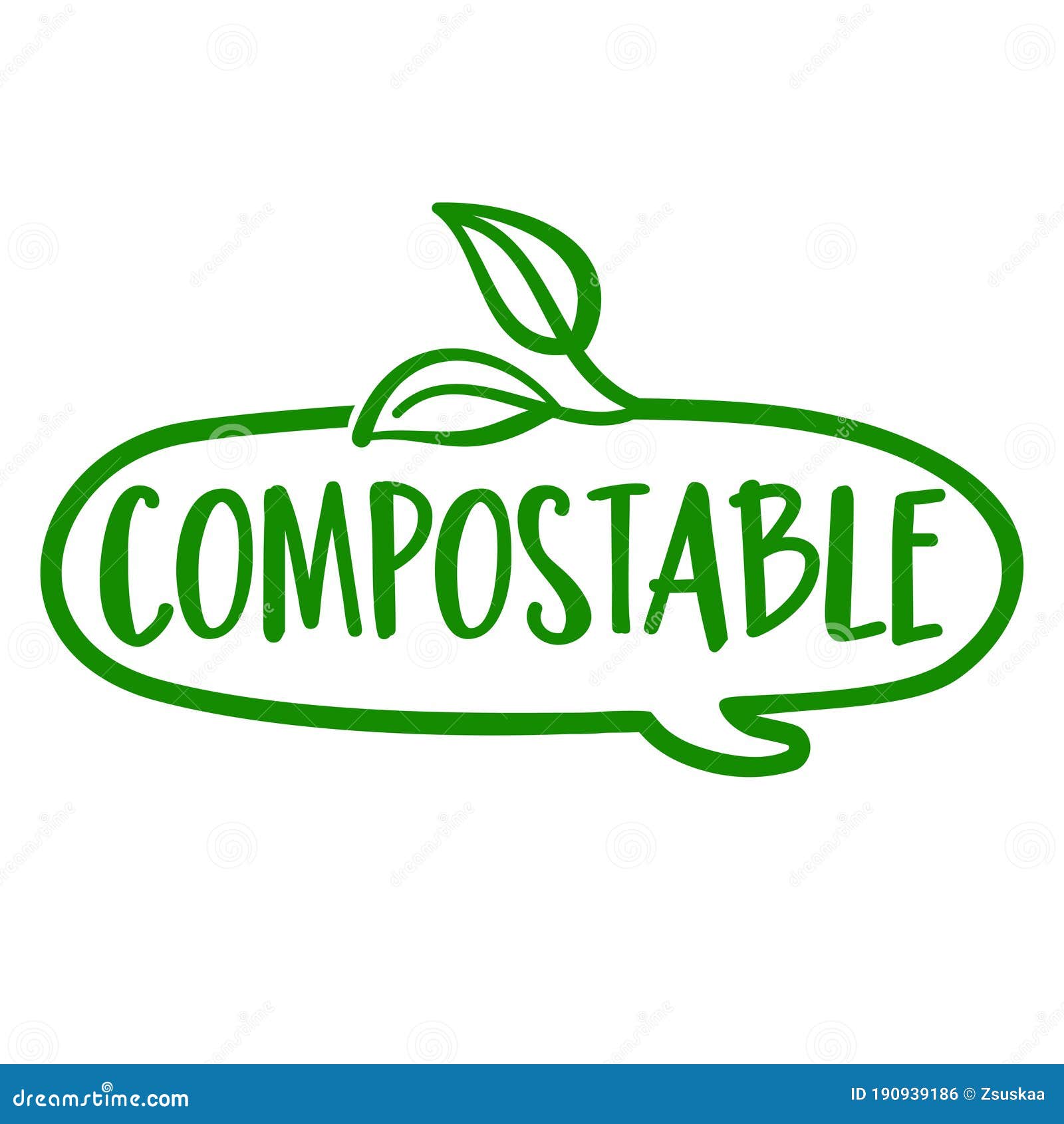 Compostable - Logo in Speech Bubble Stock Vector - Illustration of ...