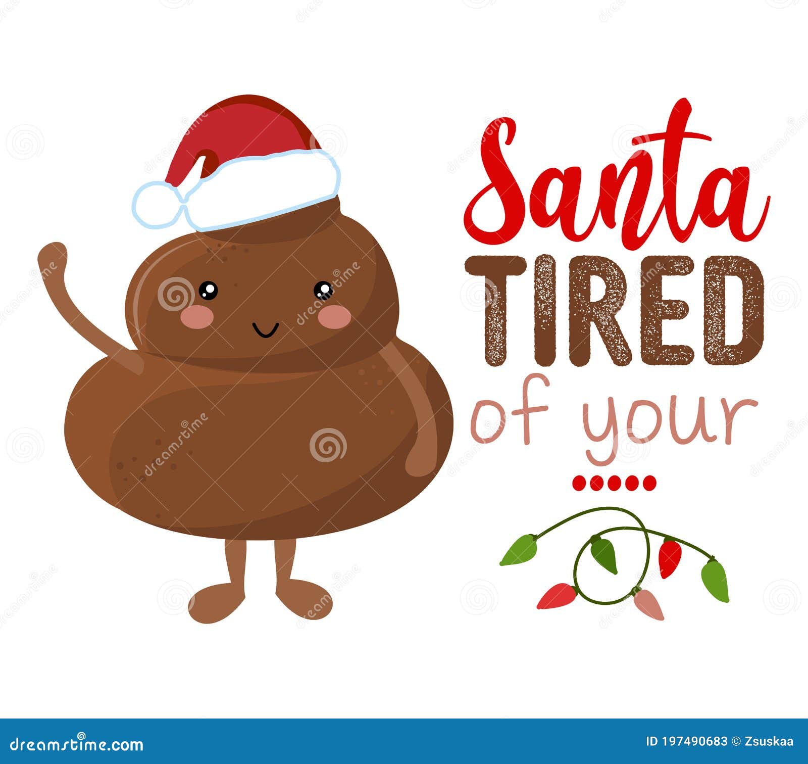 Eat, Poop And Be Merry - Cute Smiling Happy Poop In Holly Christmas Hat ...