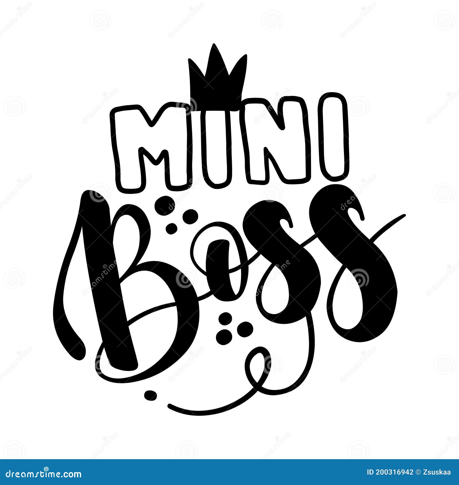 Mini Boss - Scandinavian Style Illustration Text for Clothes. Stock ...