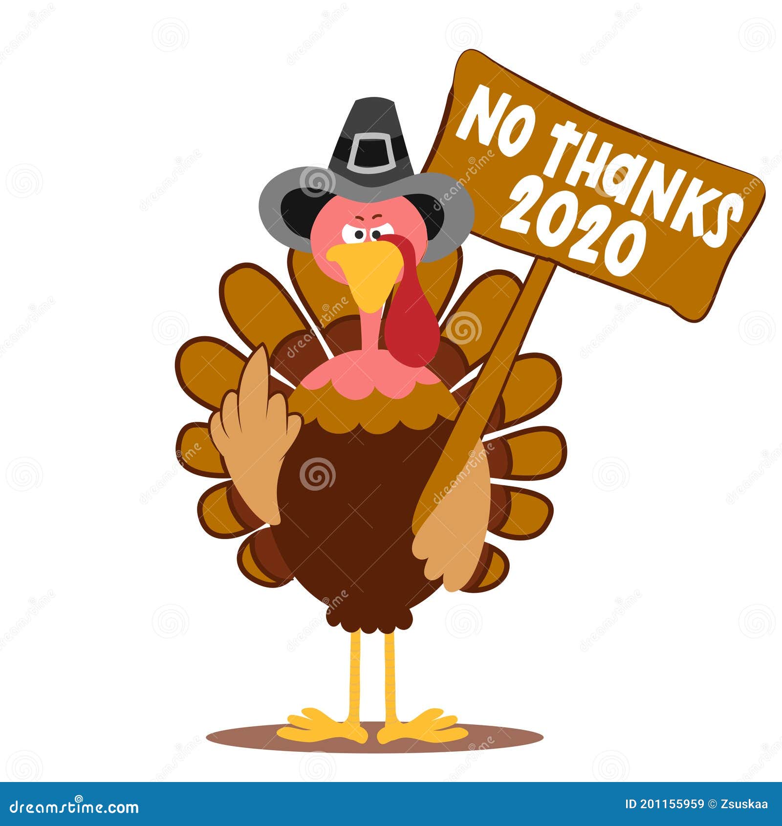 No Thanks 2020 - Thanksgiving Day Poster with Cute Turkey Showing ...