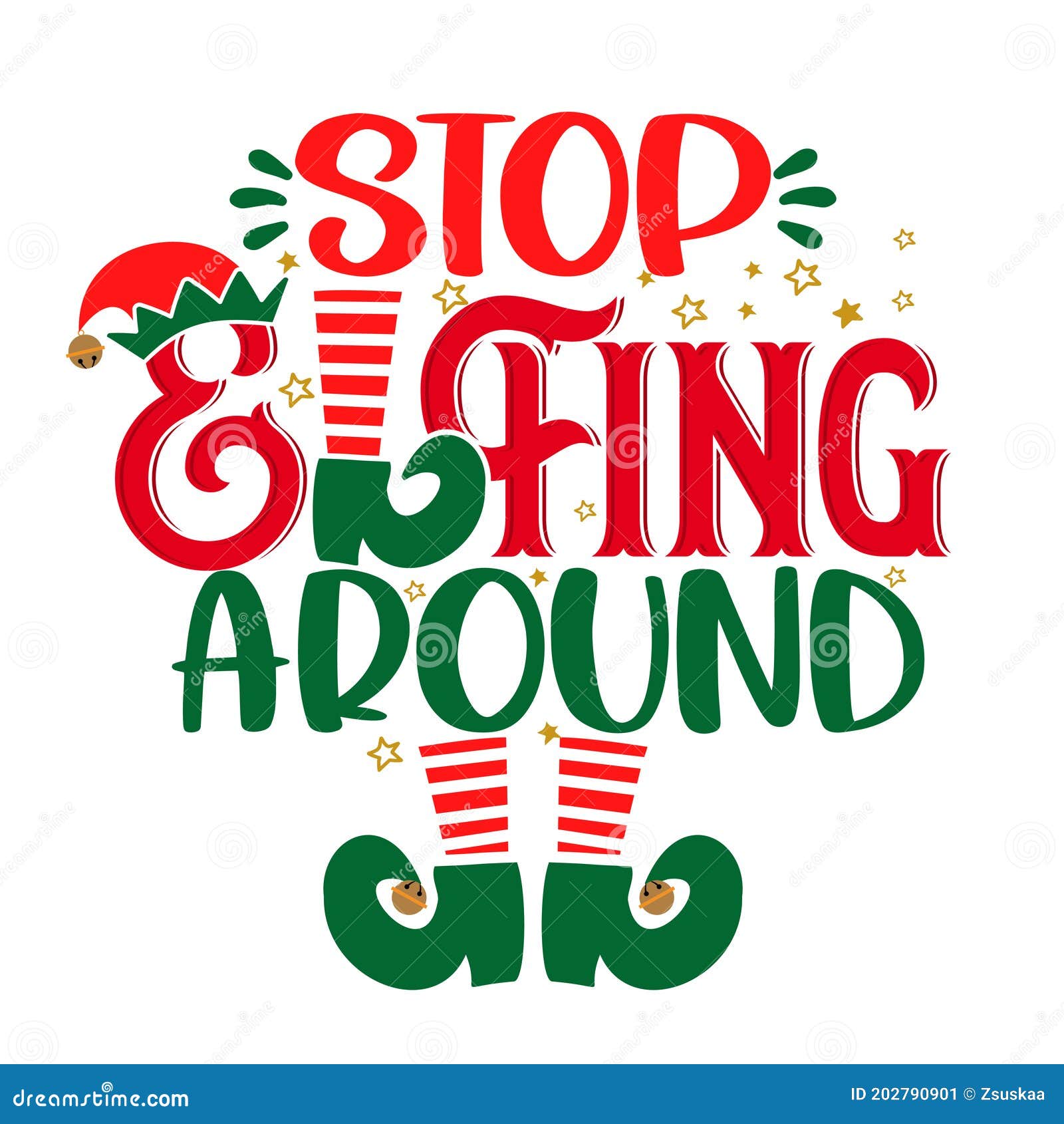 Stop Elfing Around Selfing Around Pun - Phrase for Christmas Clothes or ...