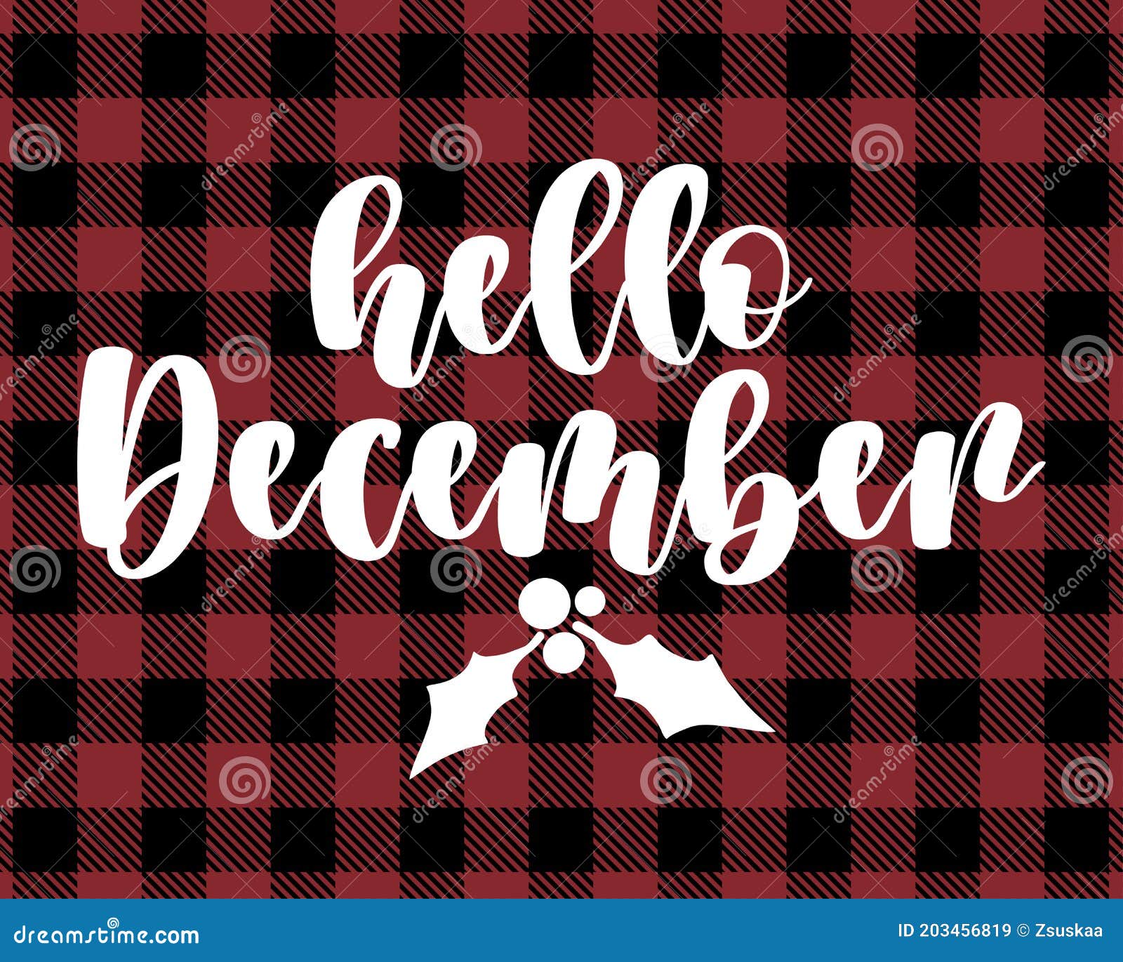 Hello December - Text on Red and Black Tartan Plaid Lumberjack Seamless ...
