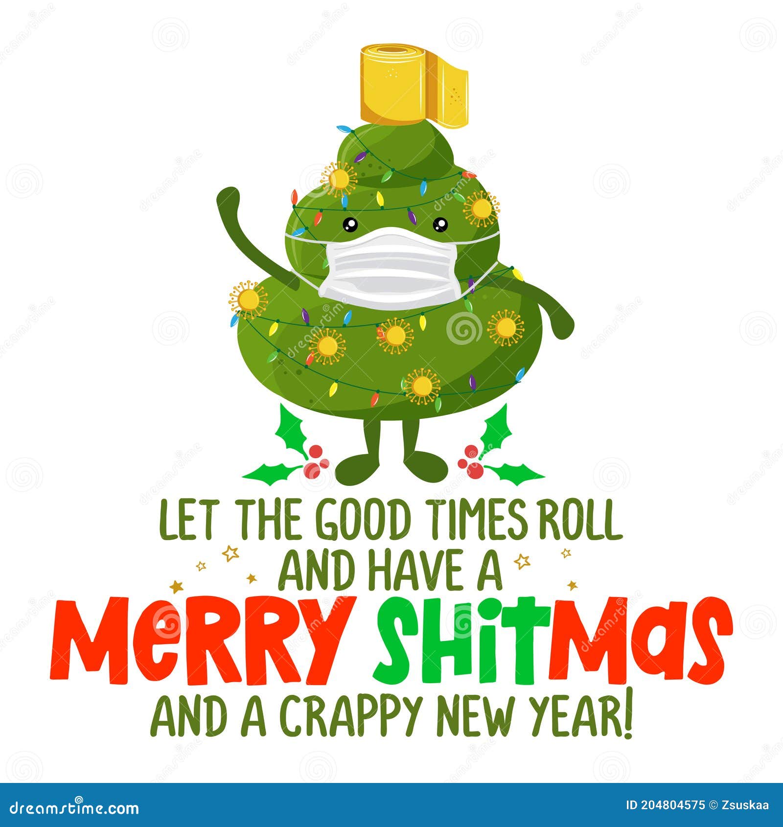 Merry ShitMas and Crappy New Year - Cute Smiling Happy Poop in ...