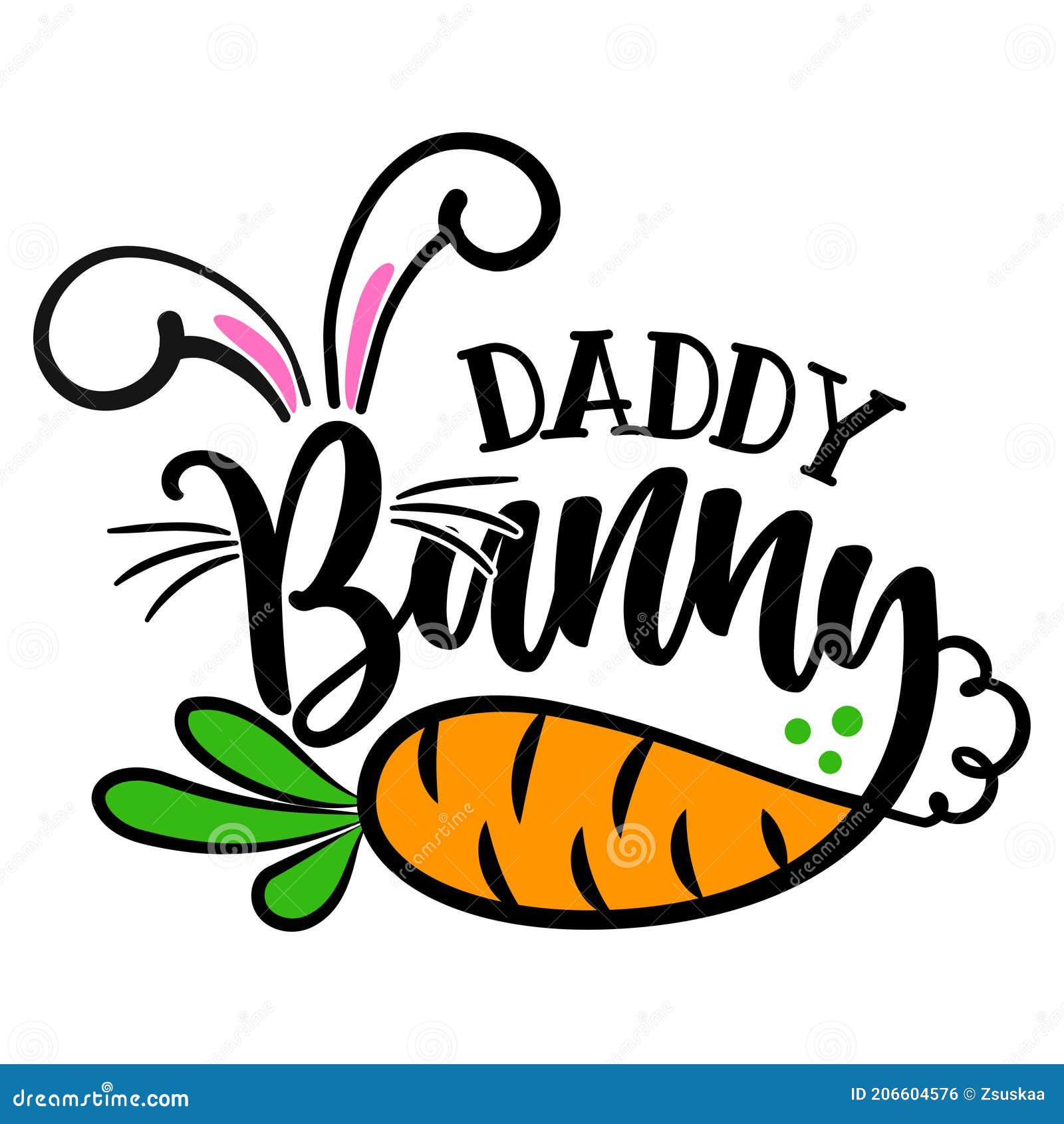 Daddy Bunny - Cute Easter Bunny Design, Funny Hand Drawn Doodle ...