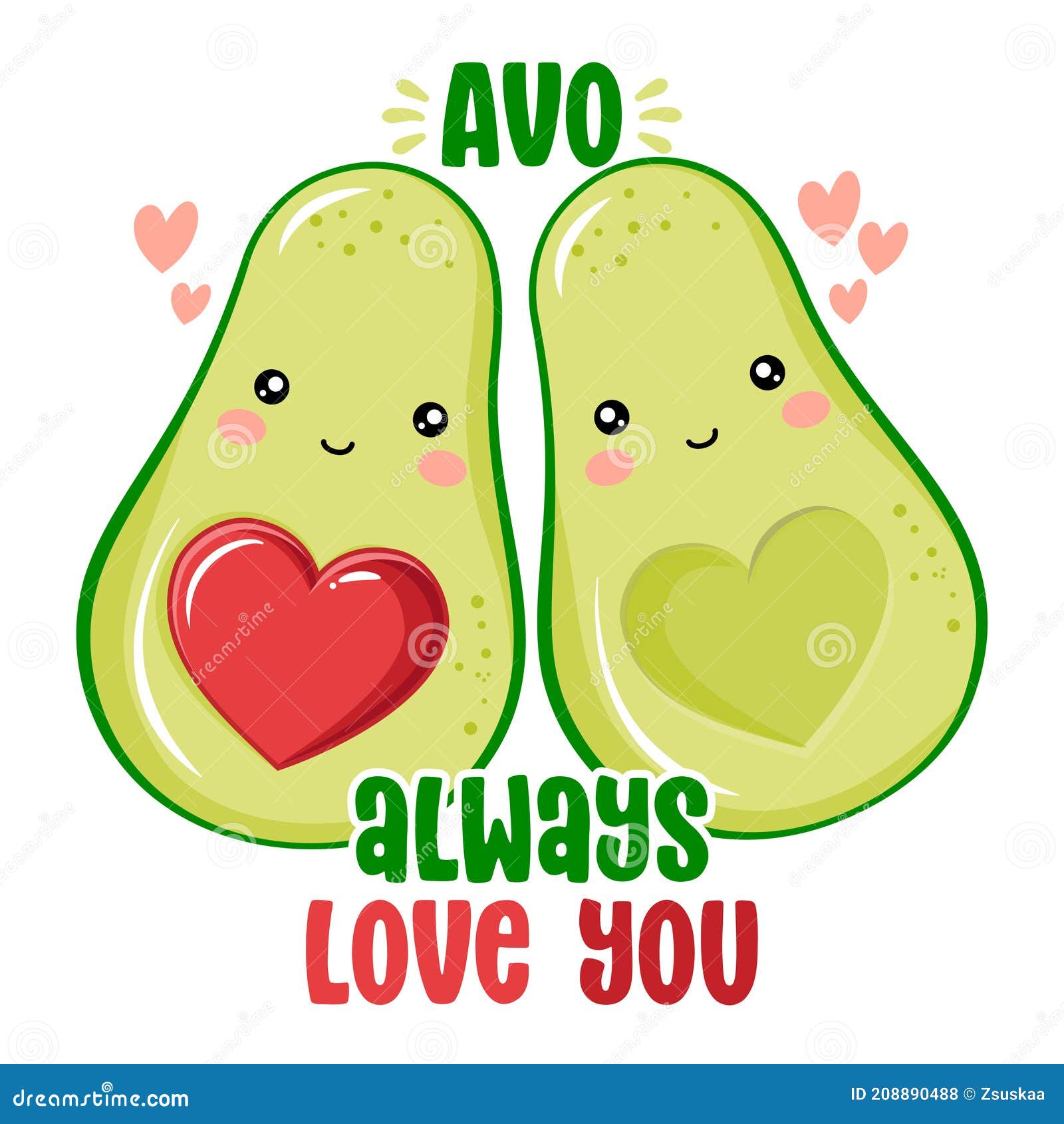 Avo (I Will) always Love You - Cute Hand Drawn Avocado Couple ...