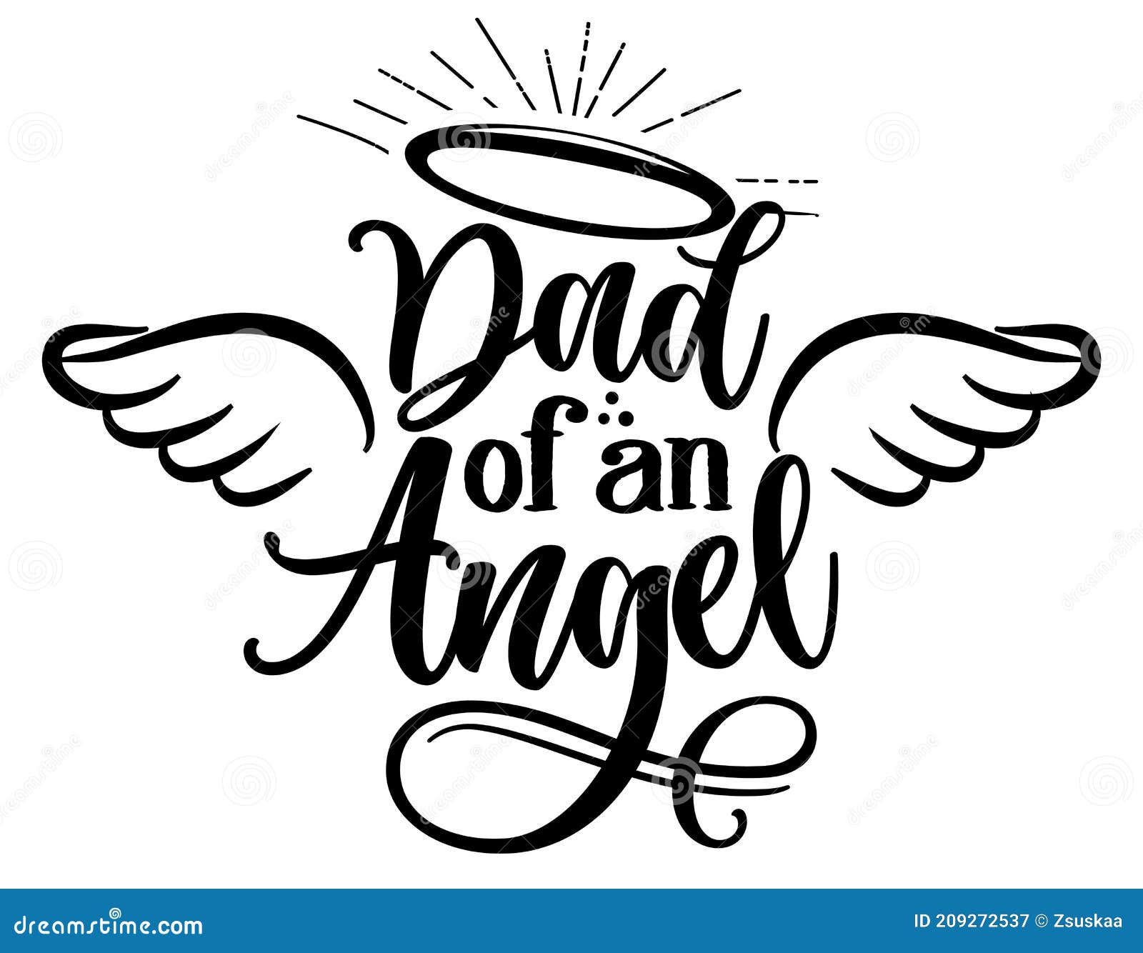 Dad of on Angel - Hand Drawn Beautiful Memory Phrase Stock Vector ...