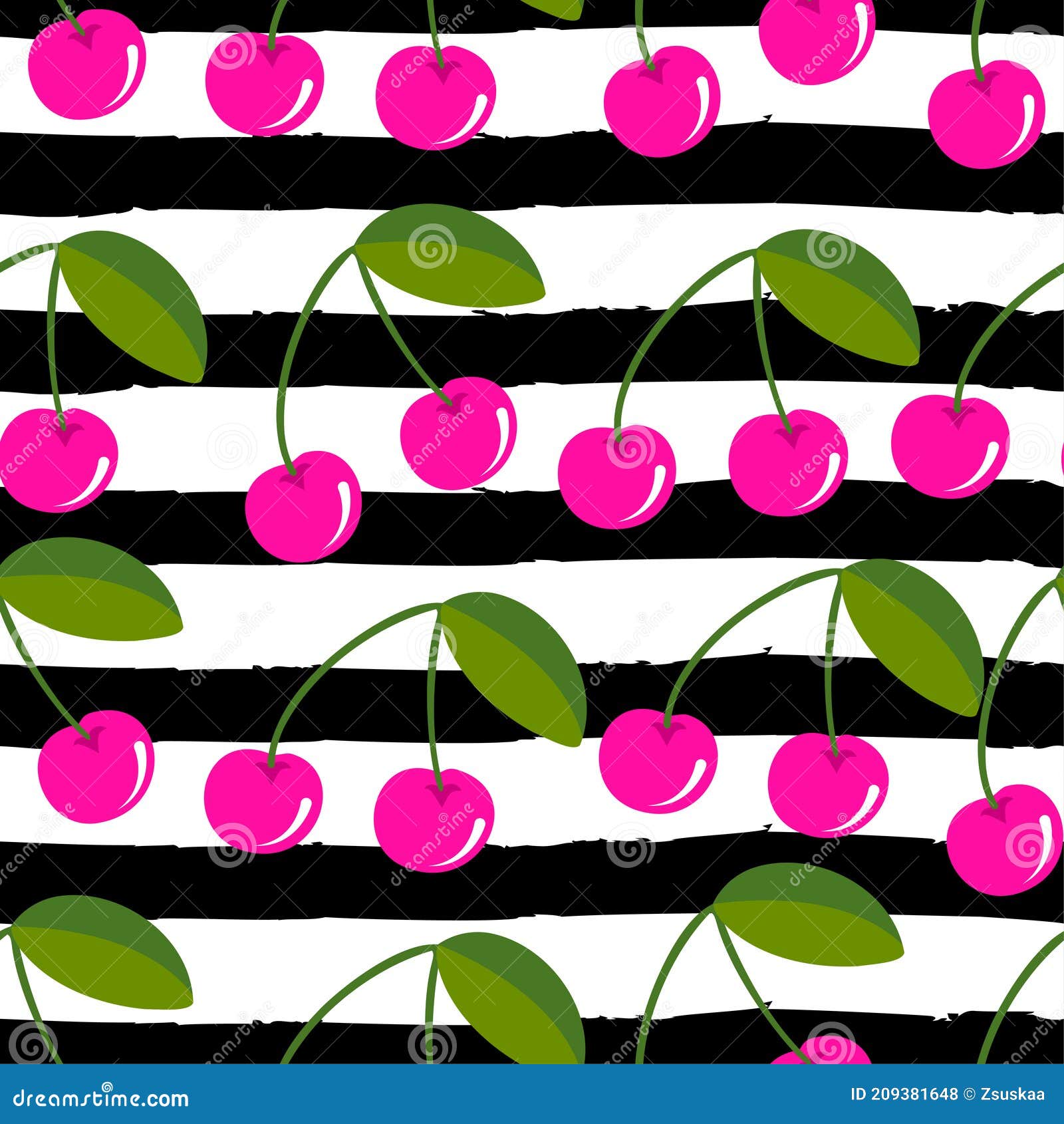 Cherry Pattern Design in Pink Color Stock Vector - Illustration of ...